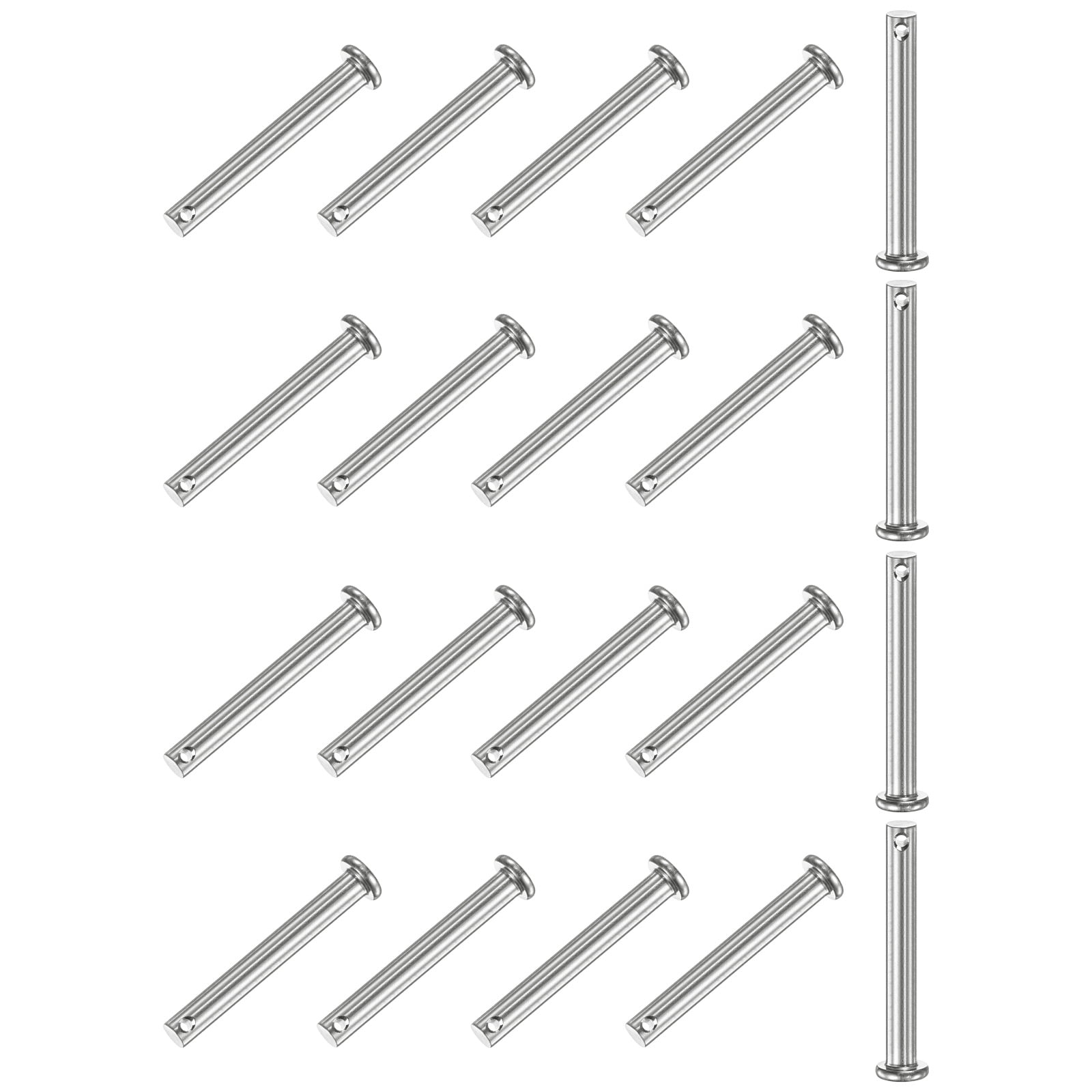 Uxcell 20-Pack Single Hole Clevis Pins, M6 x 50mm 304 Stainless Steel Flat Head Clevis Pins ...