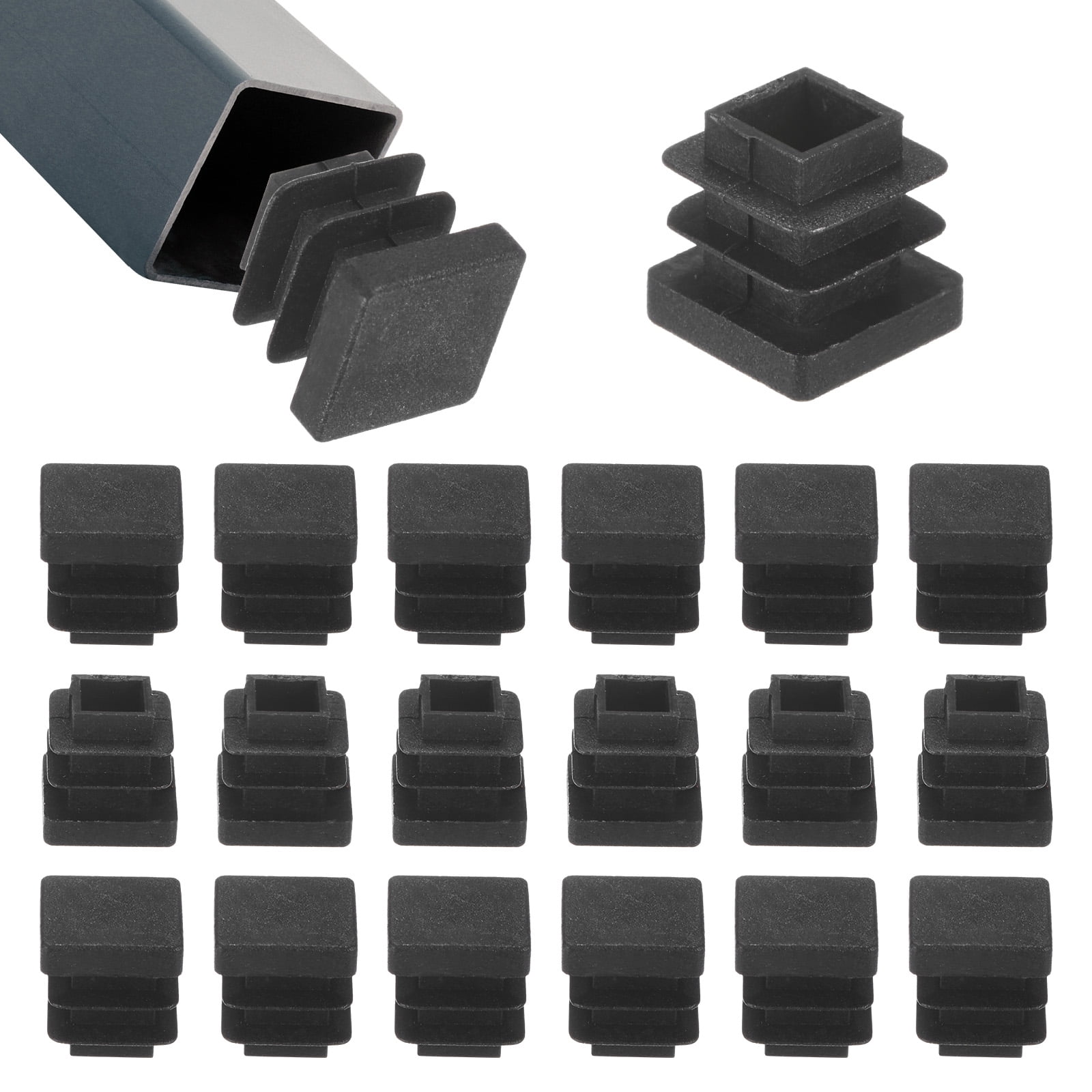 Uxcell 20-Pack Tubing End Caps, 1/2 x 1/2 Inch Plastic Square Hole ...