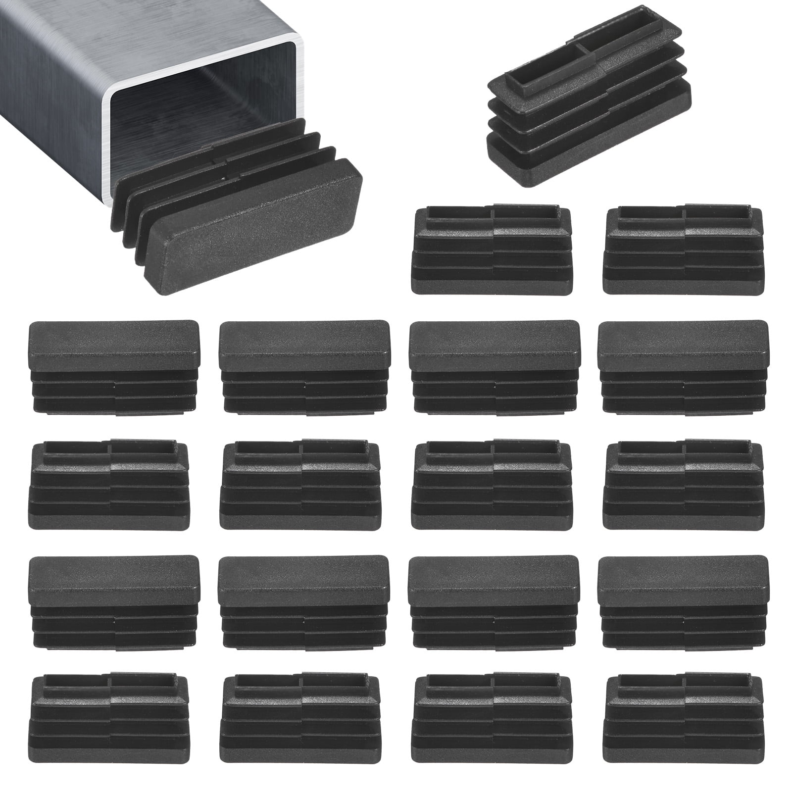 Uxcell 20-Pack Tubing End Caps, 1.5 x 1/2 Inch Plastic Rectangle Hole ...