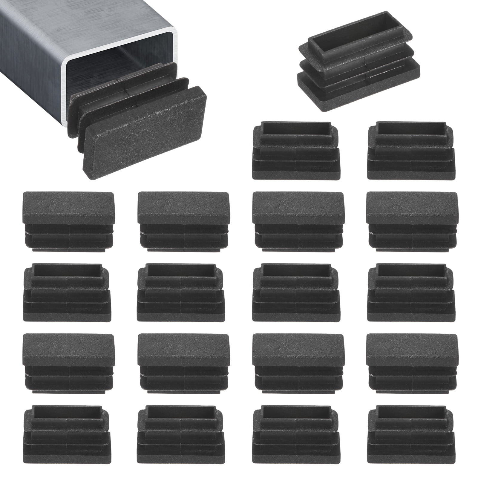 Uxcell 20-Pack Tubing End Caps, 1 x 1/2 Inch Plastic Rectangle Hole ...