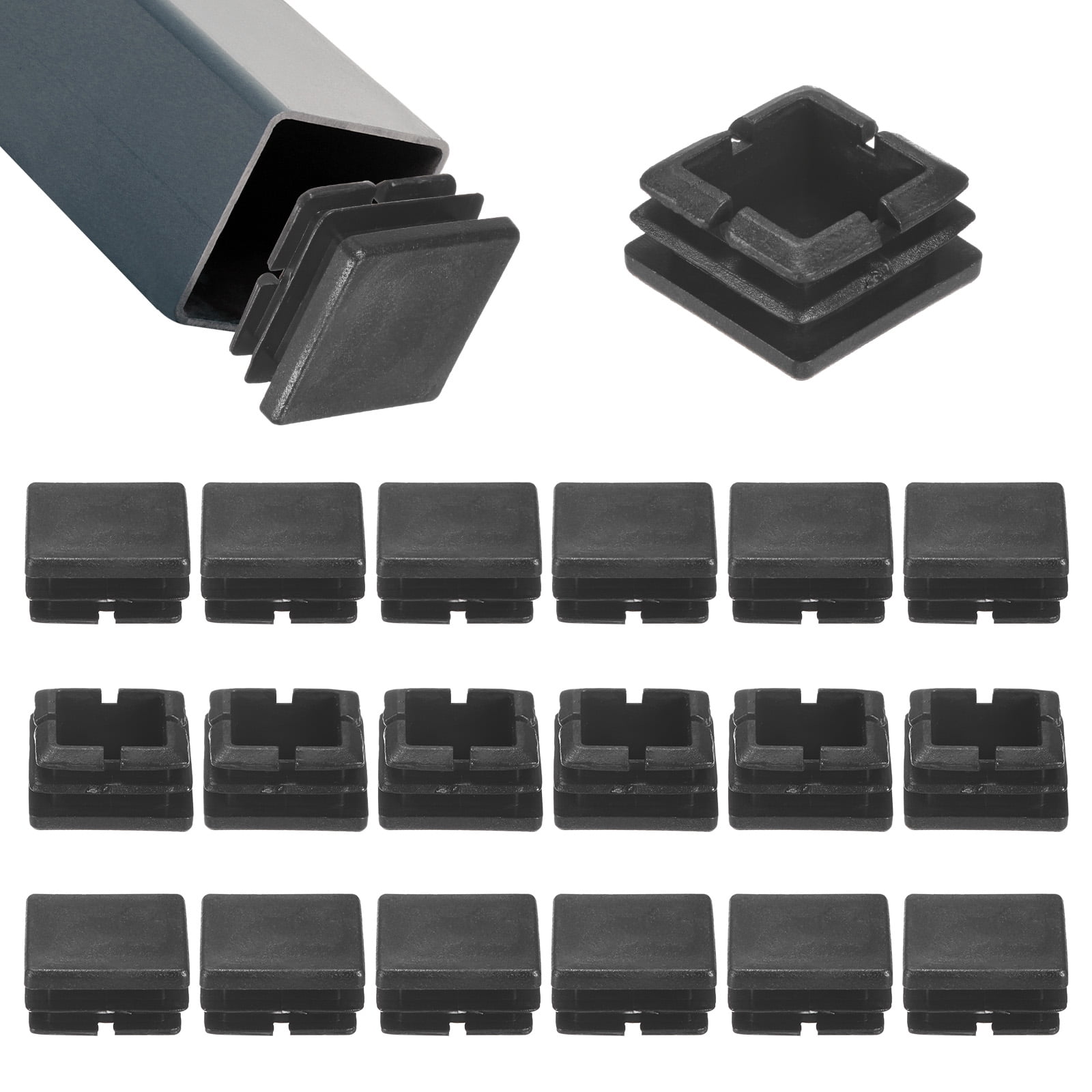 Uxcell 20 Pack Tubing End Caps 1 x 1" Plastic Square Hole Plugs Inserts ...
