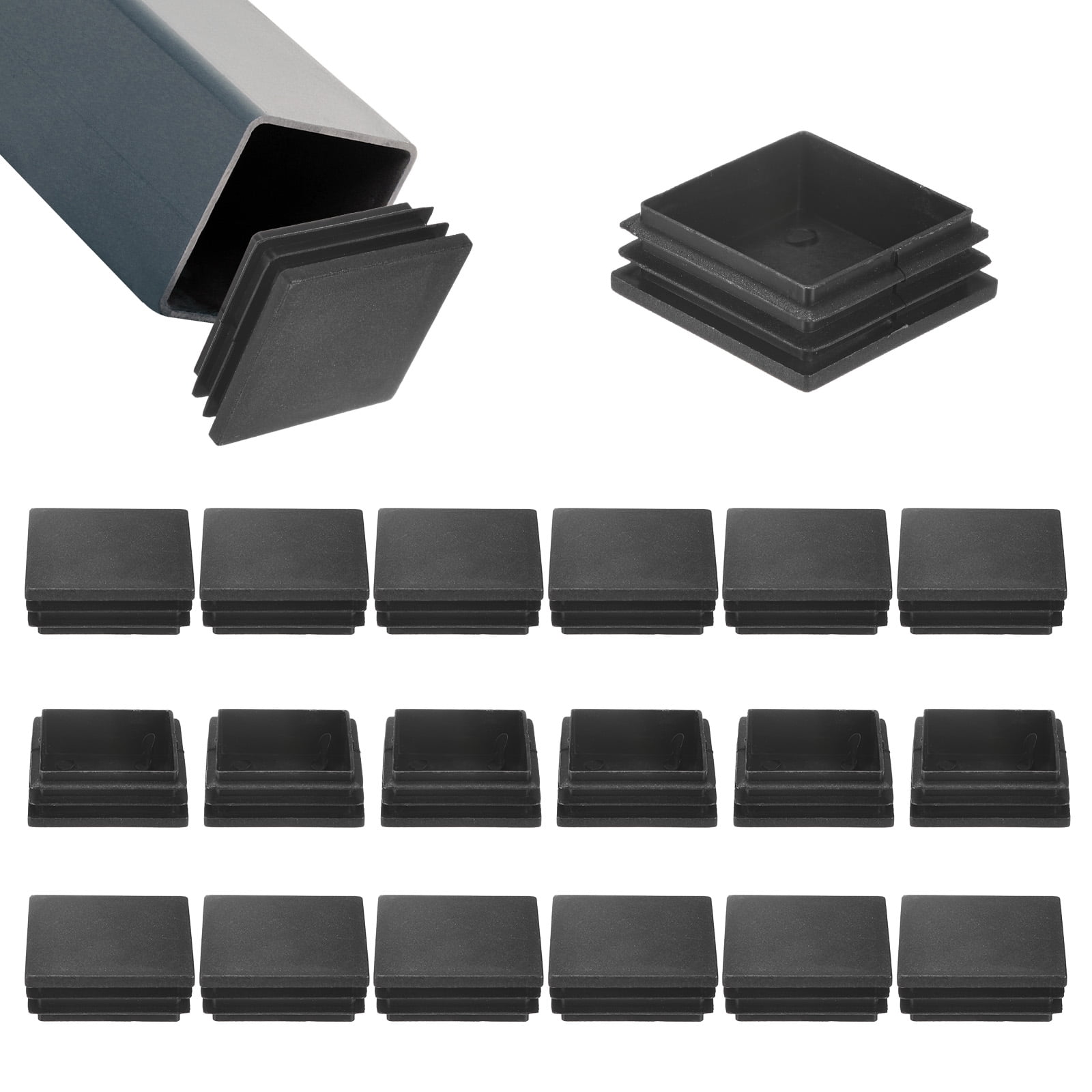 Uxcell 20 Pack Tubing End Caps 2 x 2" Plastic Square Hole Plugs Inserts ...