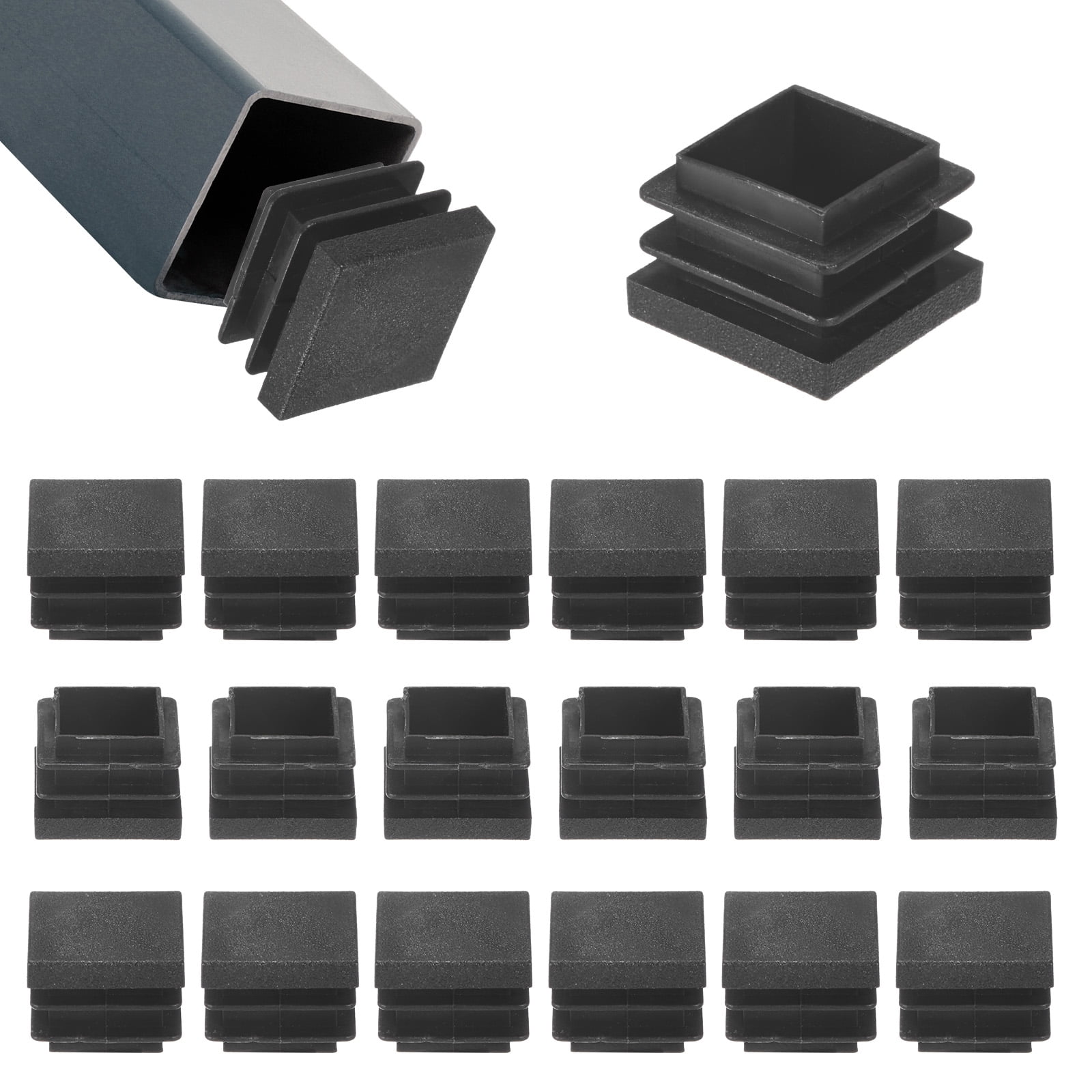 Uxcell 20-Pack Tubing End Caps, 7/8 x 7/8 Inch Plastic Square Hole ...