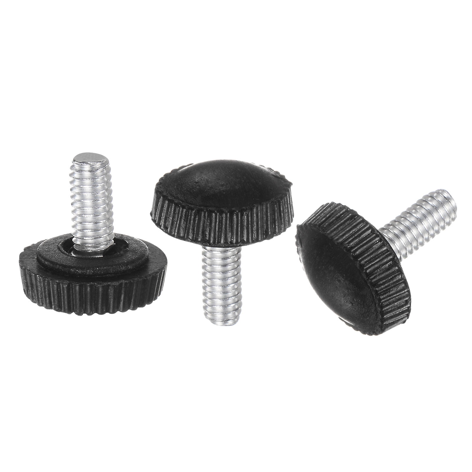 Uxcell 20 Packs M4 x 10mm Metric Male Thread Knurled Knobs Thumb Screw Clamping Knobs Grip Black ...