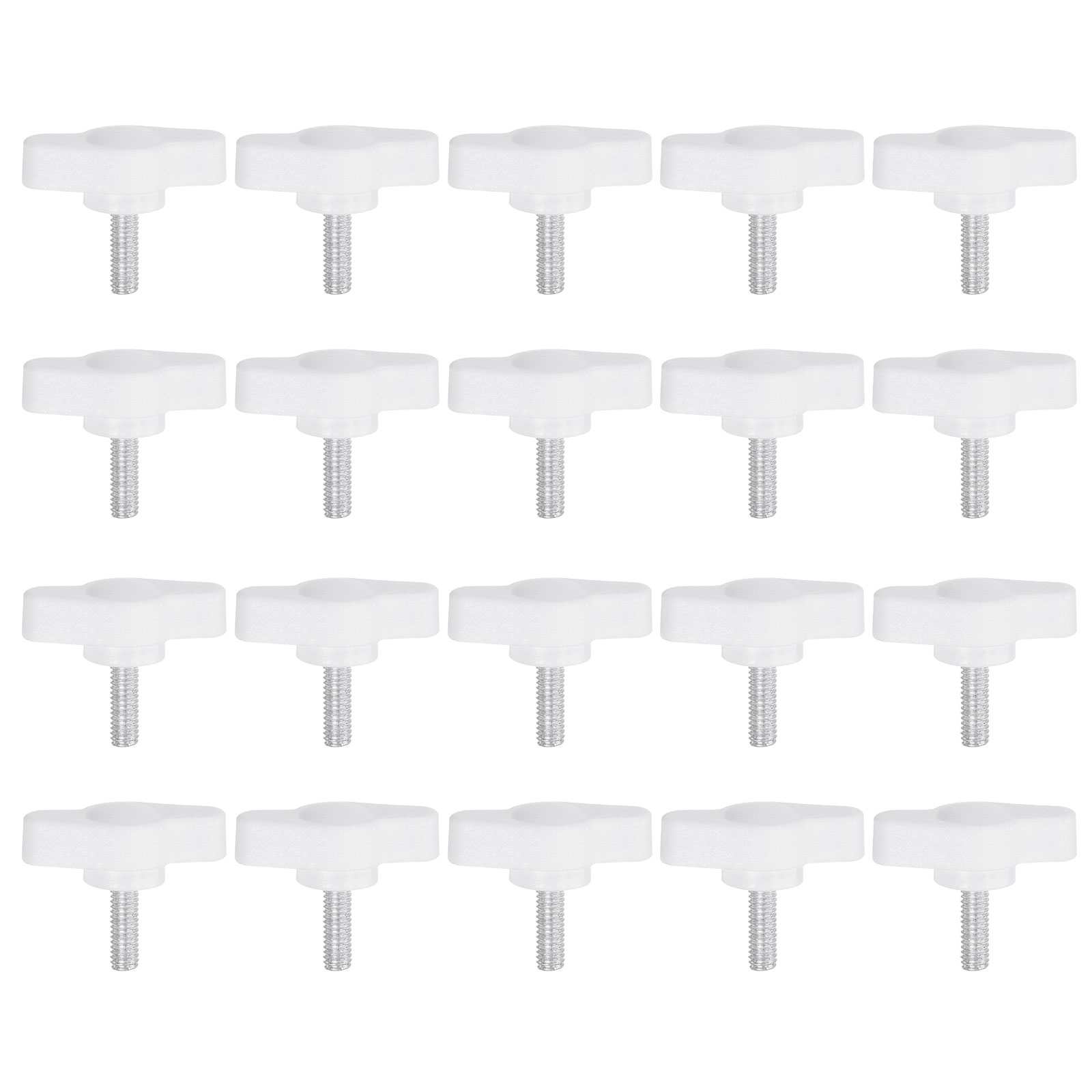 Uxcell 20 Packs M4 x 12mm Male Thread Tee Wing Knobs Thumb Screw Clamping Knobs Grip White ...