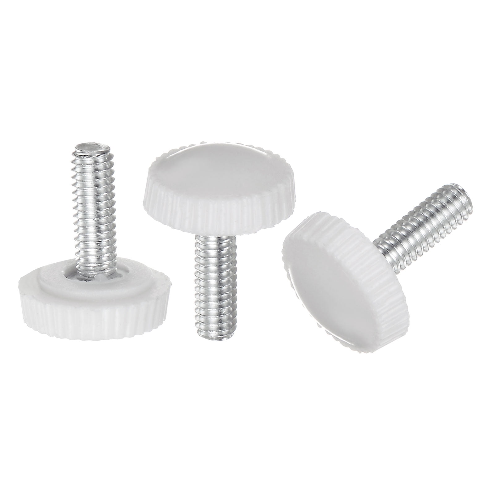 Uxcell 20 Packs M4 x 12mm Metric Male Thread Knurled Knobs Thumb Screw Clamping Knobs Grip White ...