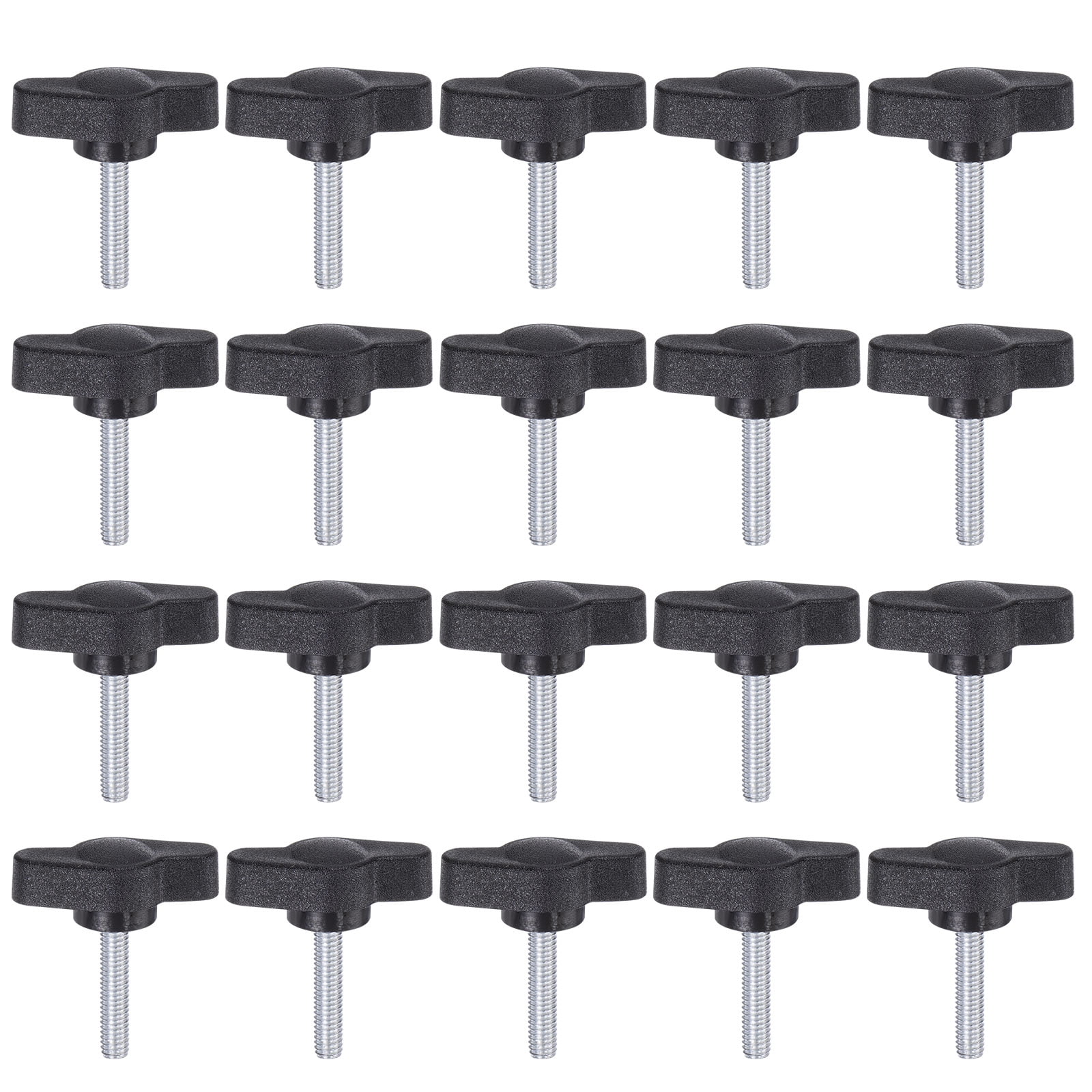 Uxcell 20 Packs M4 x 20mm Male Thread Tee Wing Knobs Thumb Screw Clamping Knobs Grip Black ...