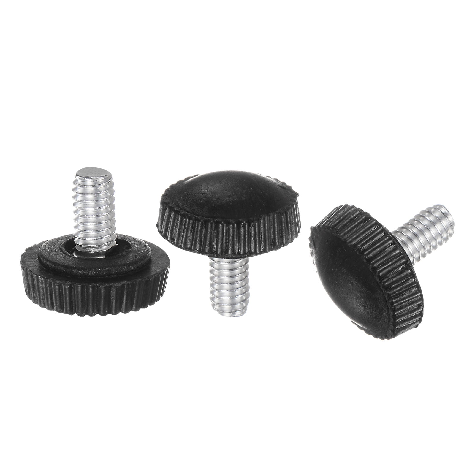 Uxcell 20 Packs M4 x 6mm Metric Male Thread Knurled Knobs Thumb Screw Clamping Knobs Grip Black ...