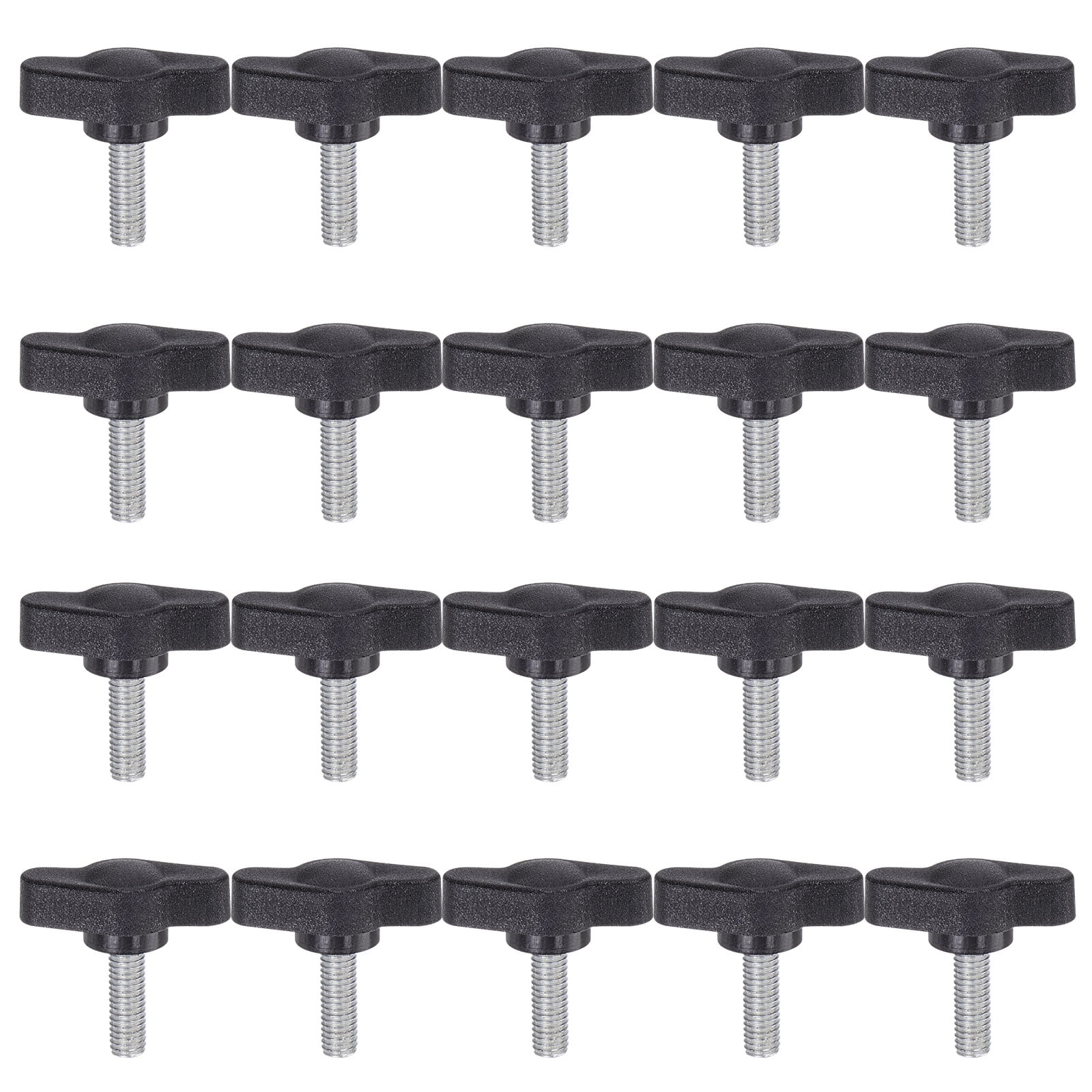 Uxcell 20 Packs M5 x 14mm Male Thread Tee Wing Knobs Thumb Screw Clamping Knobs Grip Black ...