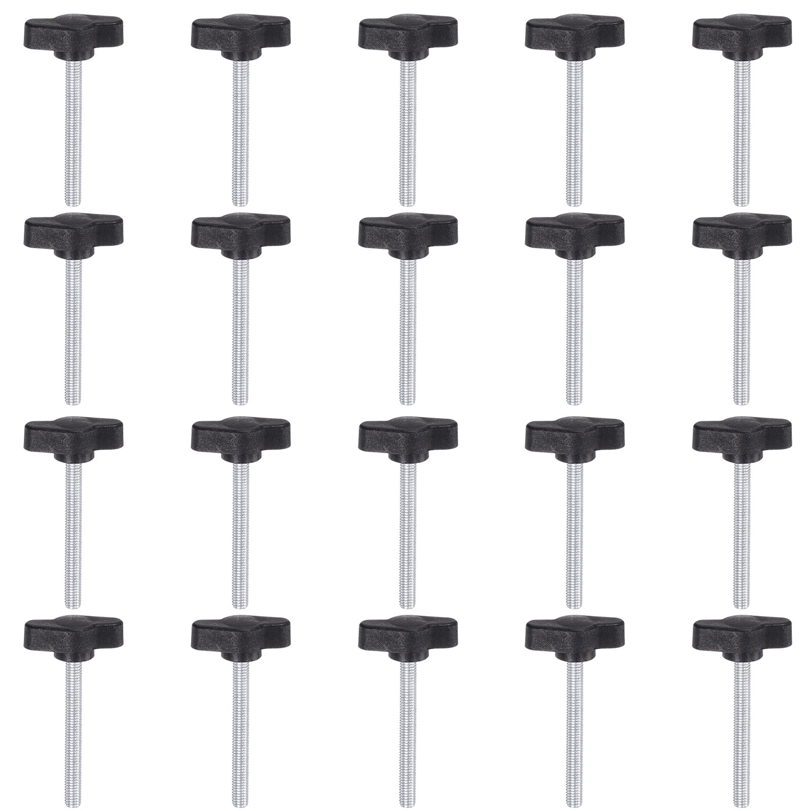 Uxcell 20 Packs M5 x 45mm Male Thread Tee Wing Knobs Thumb Screw Clamping Knobs Grip Black ...