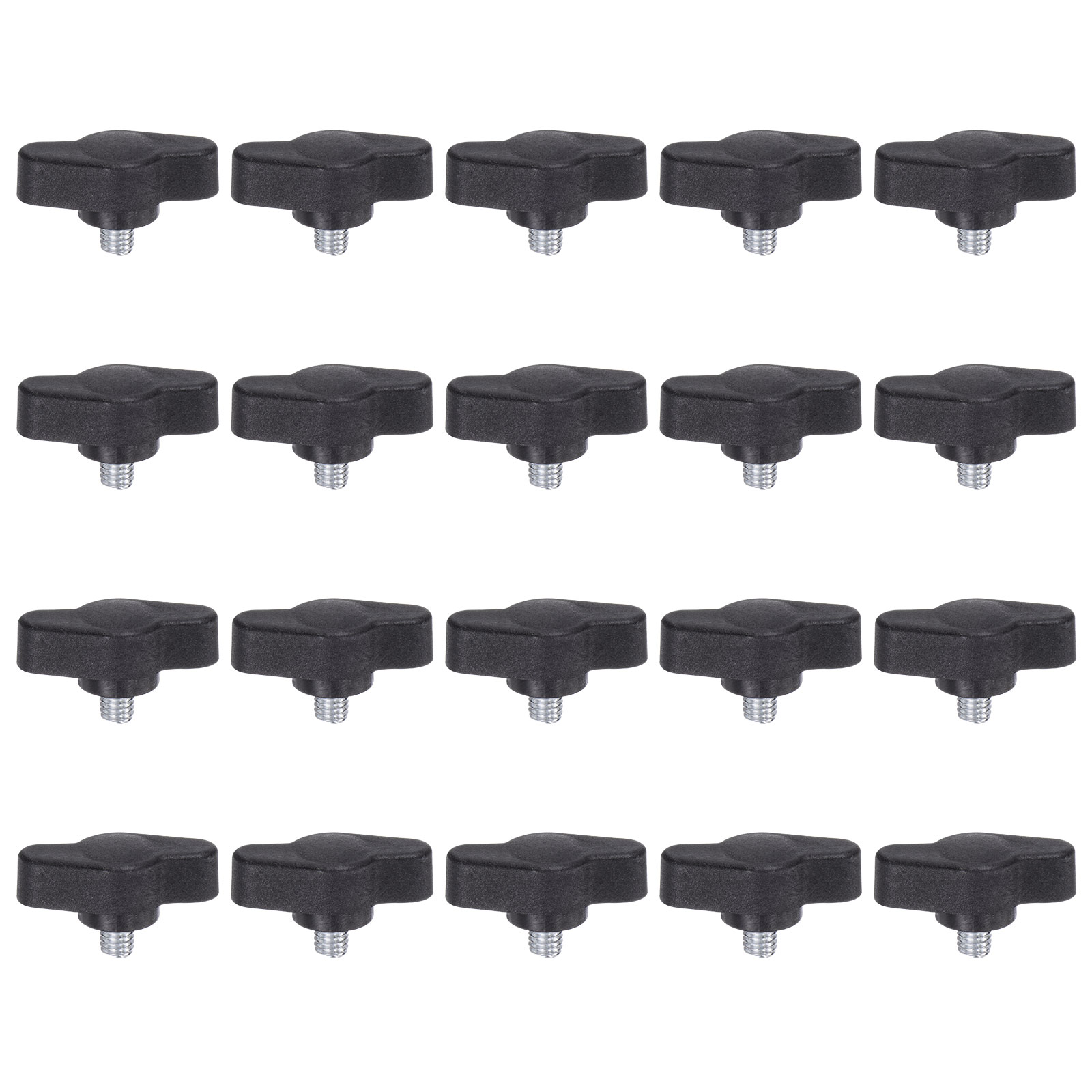 Uxcell 20 Packs M5 x 6mm Male Thread Tee Wing Knobs Thumb Screw Clamping Knobs Grip Black ...