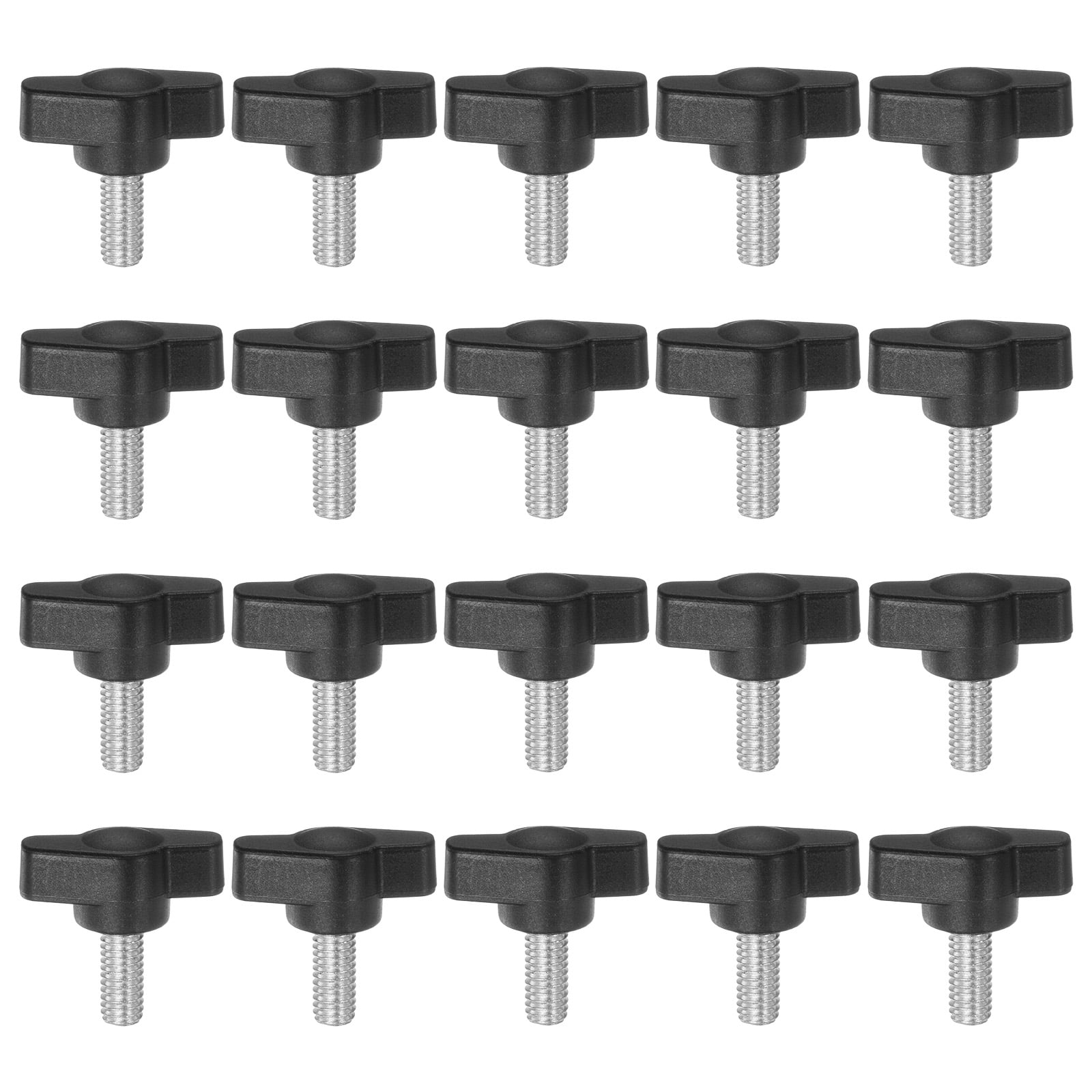 Uxcell 20 Packs M6 x 12mm Male Thread Tee Wing Knobs Thumb Screw ...