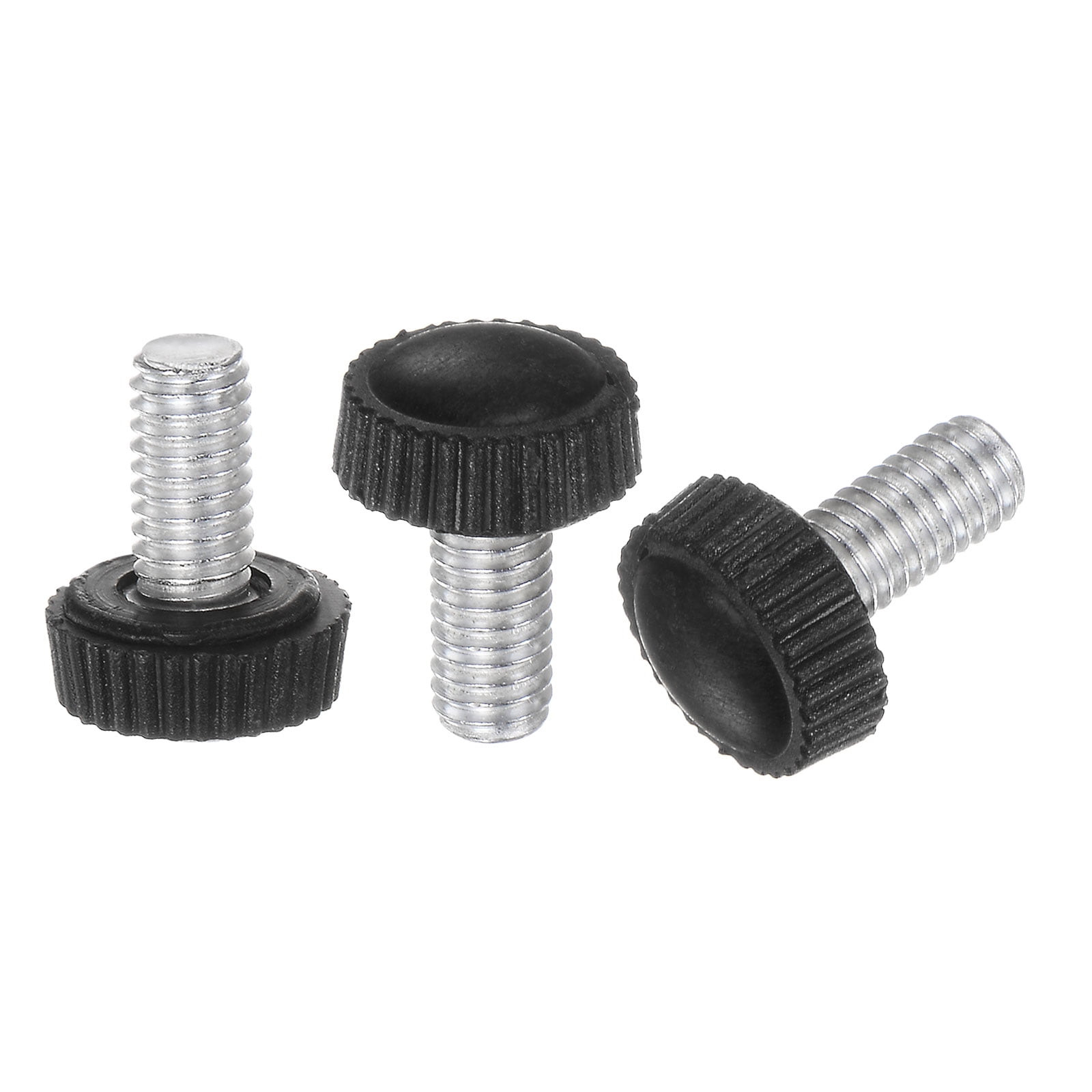 Uxcell 20 Packs M6 x 12mm Metric Male Thread Knurled Knobs Thumb Screw Clamping Knobs Grip Black ...