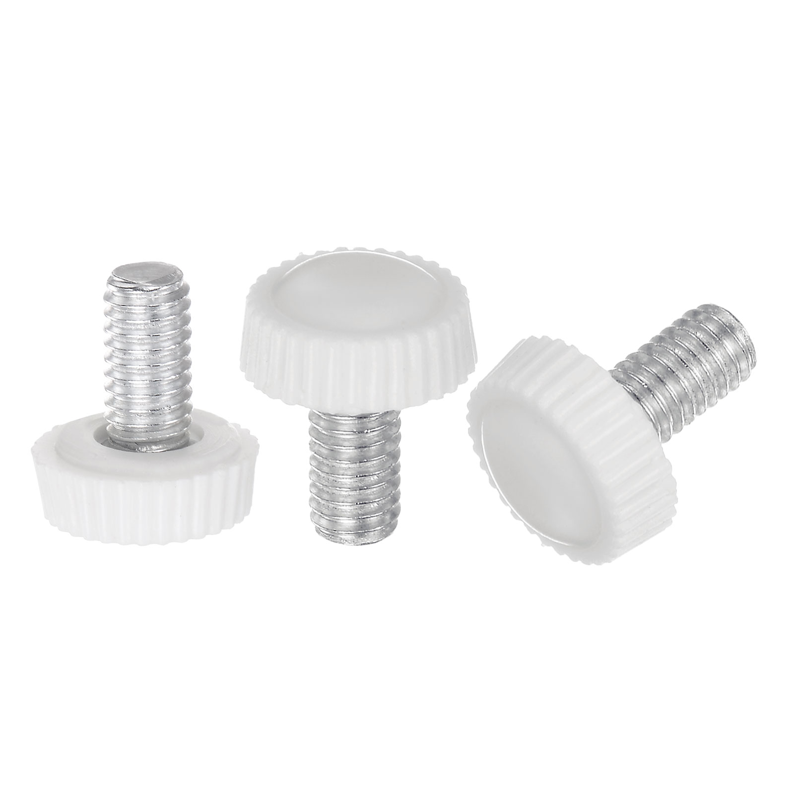 Uxcell 20 Packs M6 x 12mm Metric Male Thread Knurled Knobs Thumb Screw Clamping Knobs Grip White ...