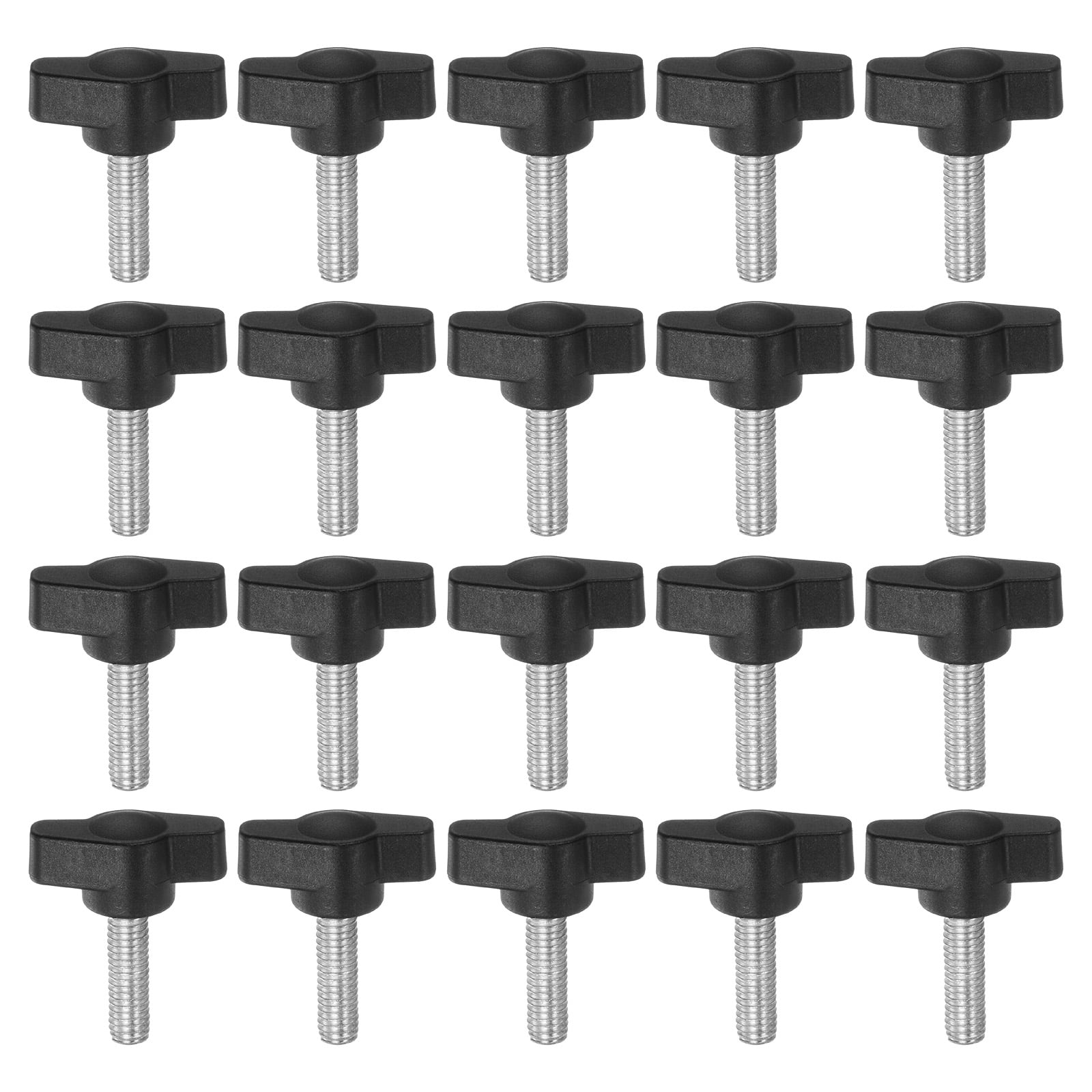 Uxcell 20 Packs M6 x 20mm Male Thread Tee Wing Knobs Thumb Screw ...