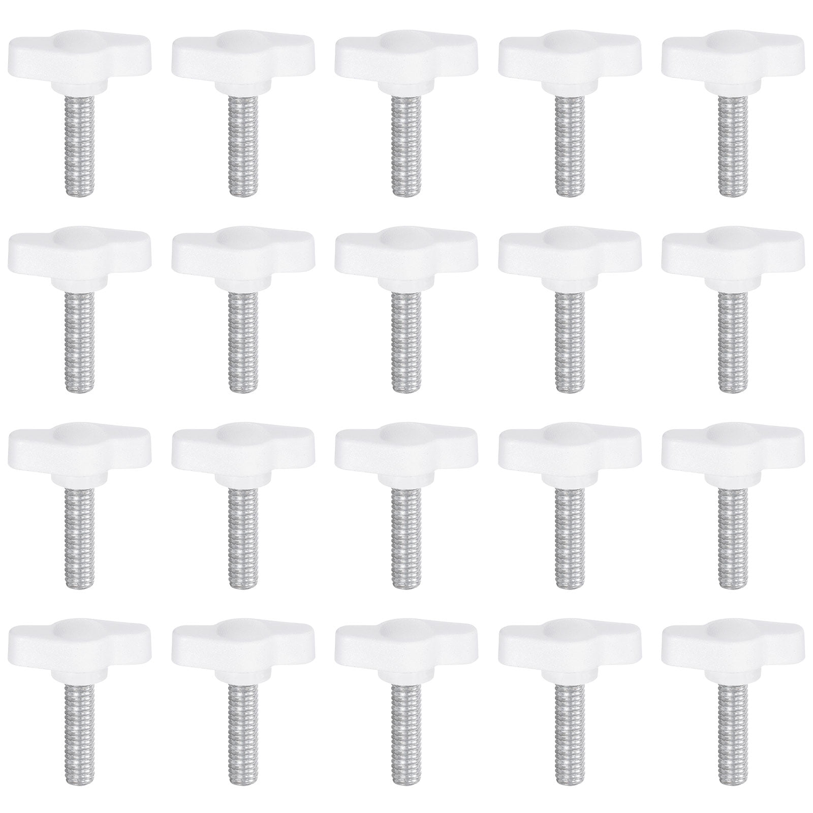 Uxcell 20 Packs M6 x 20mm Male Thread Tee Wing Knobs Thumb Screw ...