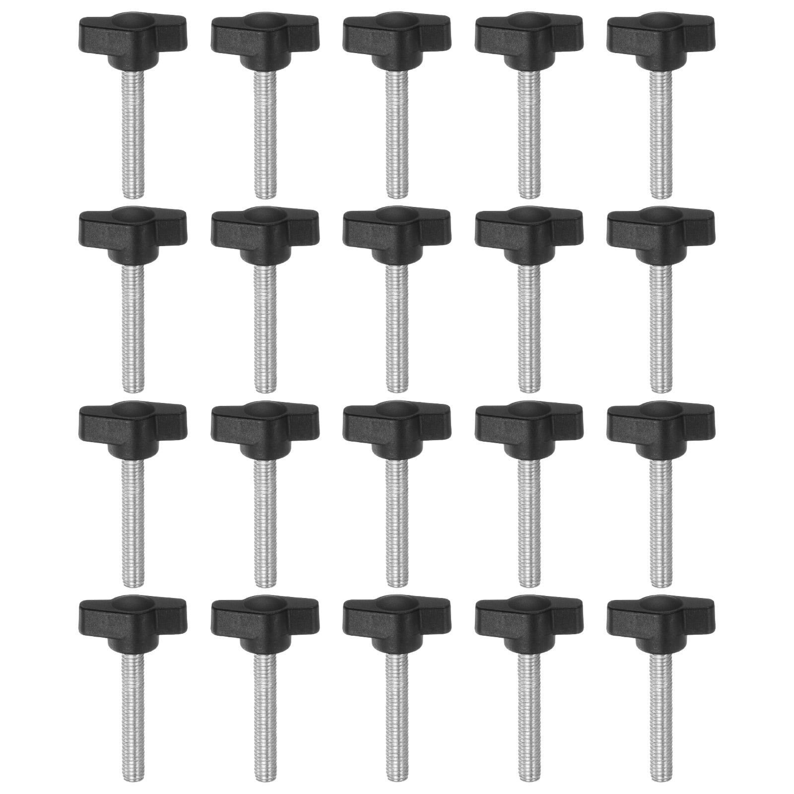 Uxcell 20 Packs M6 x 40mm Male Thread Tee Wing Knobs Thumb Screw Clamping Knobs Grip Black ...