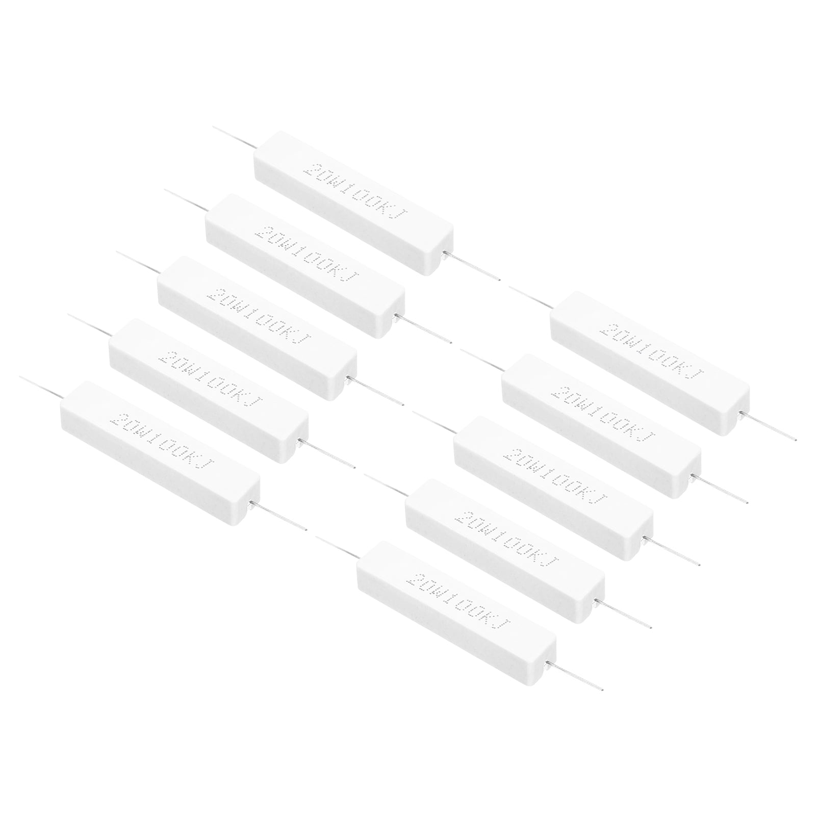 Uxcell 20 Pcs 100k Ohm Resistors, 20W Ceramic Cement Resistor Power ...