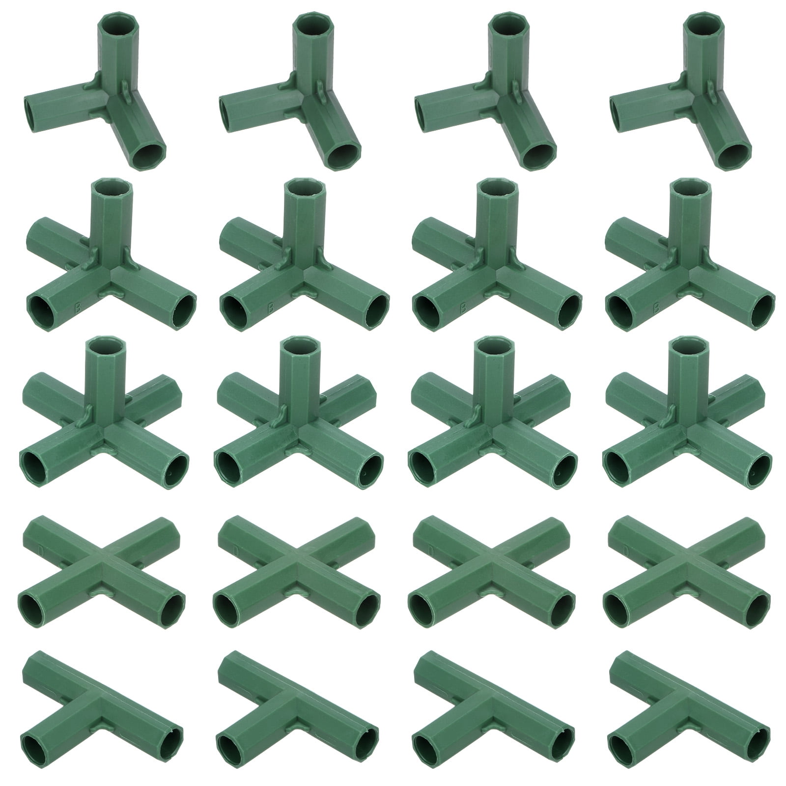 Uxcell 20 Pcs 16mm Greenhouse Frame Building Connectors, 5 Types Pipe ...