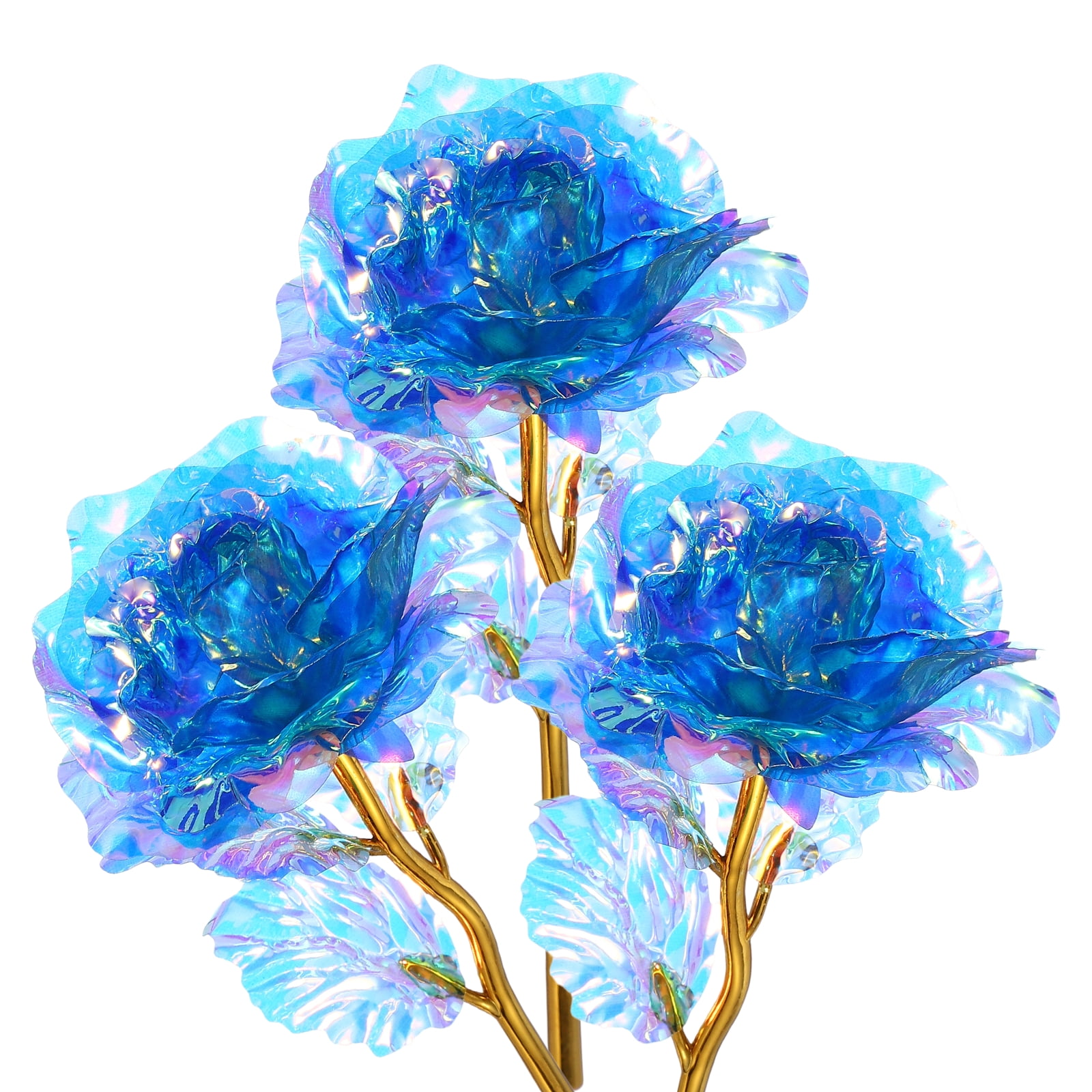 Uxcell 20 Pcs 24K Colorful Gold Rose, Artificial Roses Flowers Eternal ...