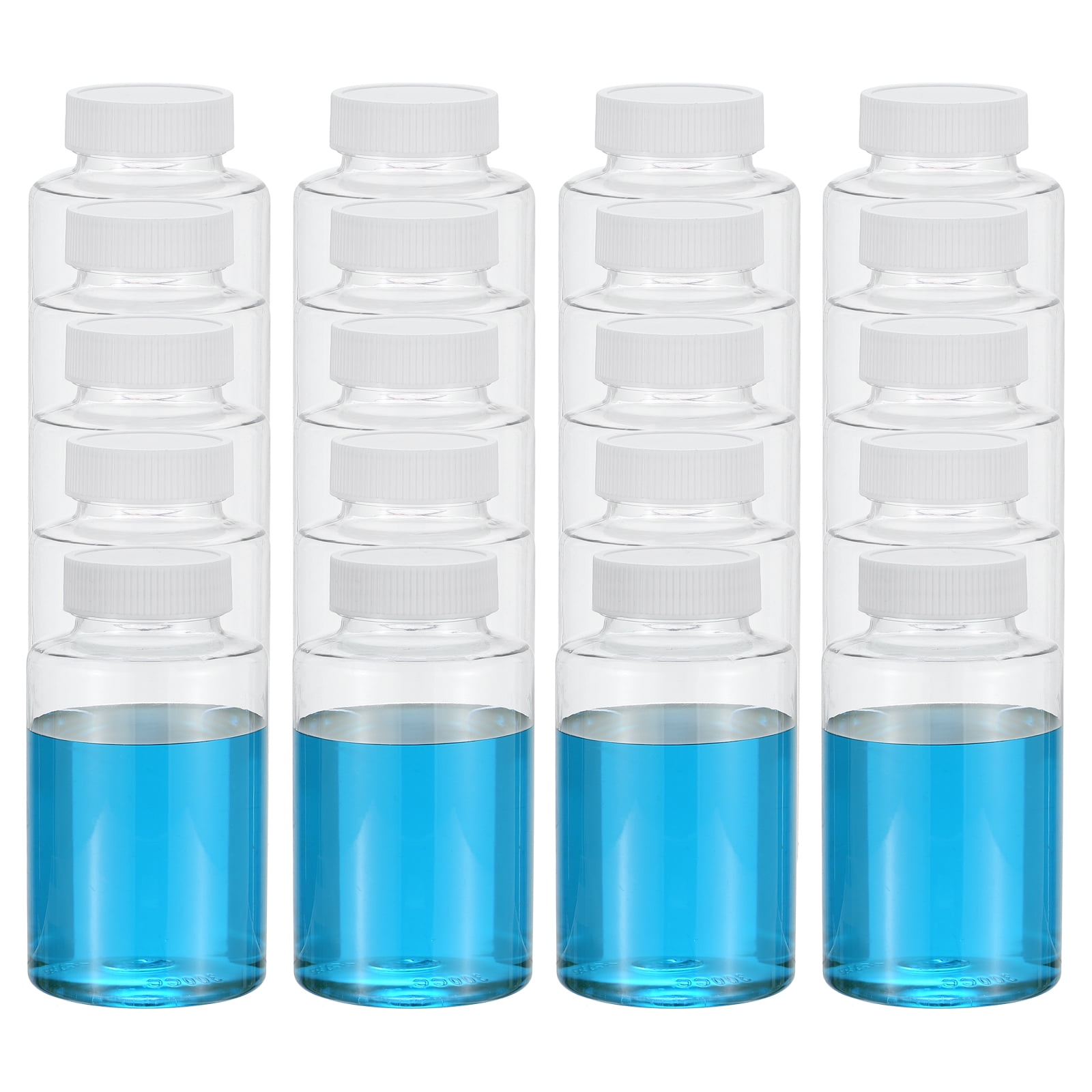 Uxcell 20 Pcs 300ml Reagent Bottles, PET Wide Mouth Round Bottles with ...