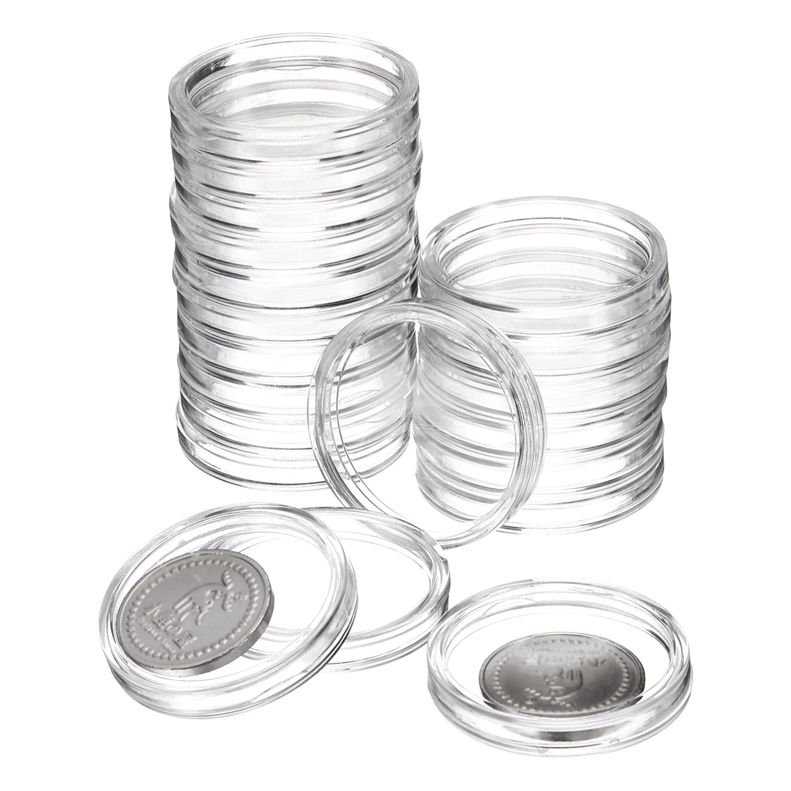 Uxcell 20Pcs 33mm Silver Dollar Coin Holders Plastic Coin Covers ...