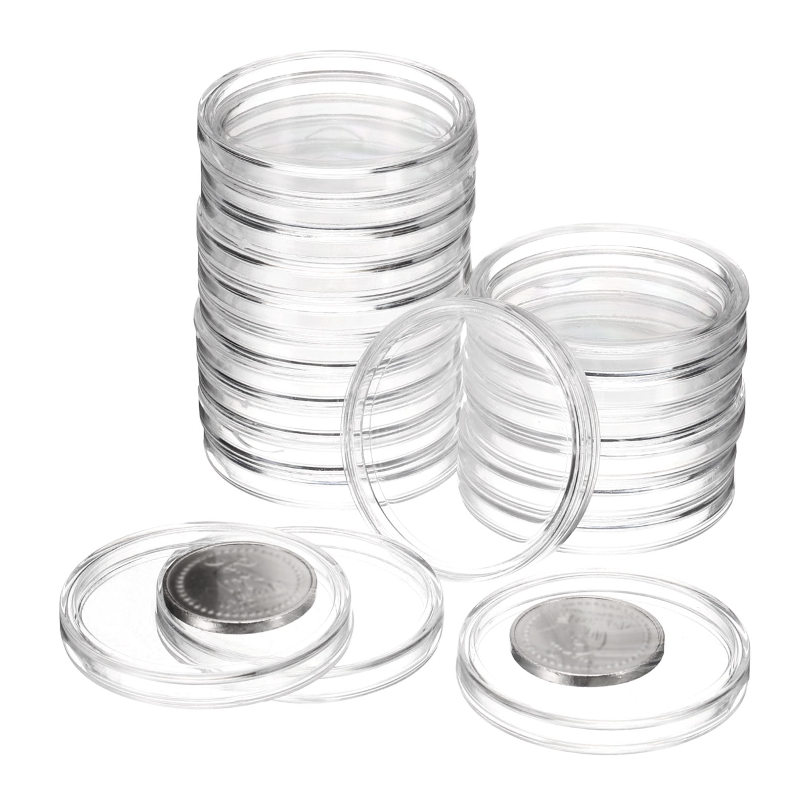 Uxcell 20 Pcs 40mm Silver Dollar Coin Holders Plastic Coin Covers ...