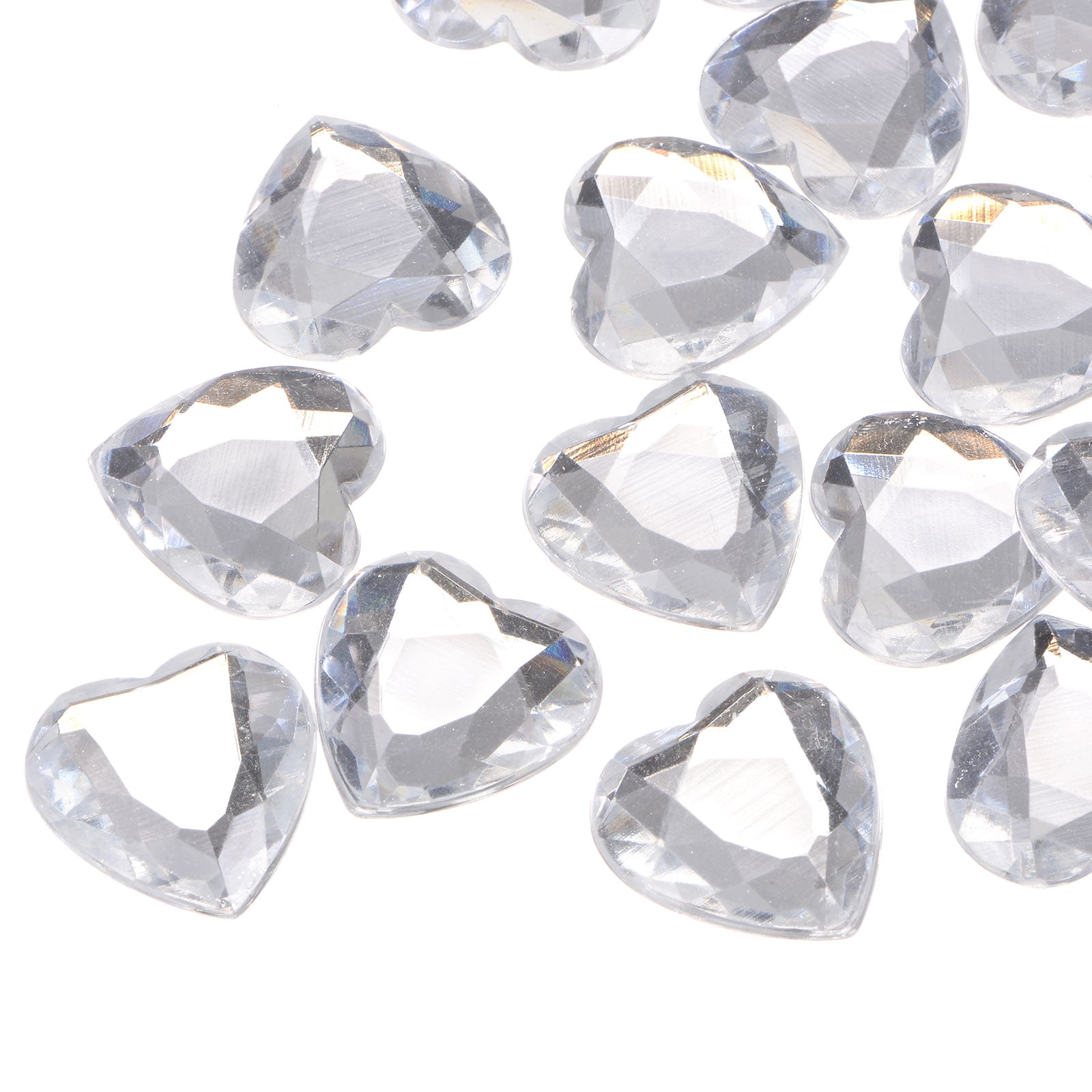 Uxcell 20 Pcs Acrylic Heart Rhinestone 25mm Flat Back Plastic Gems for ...