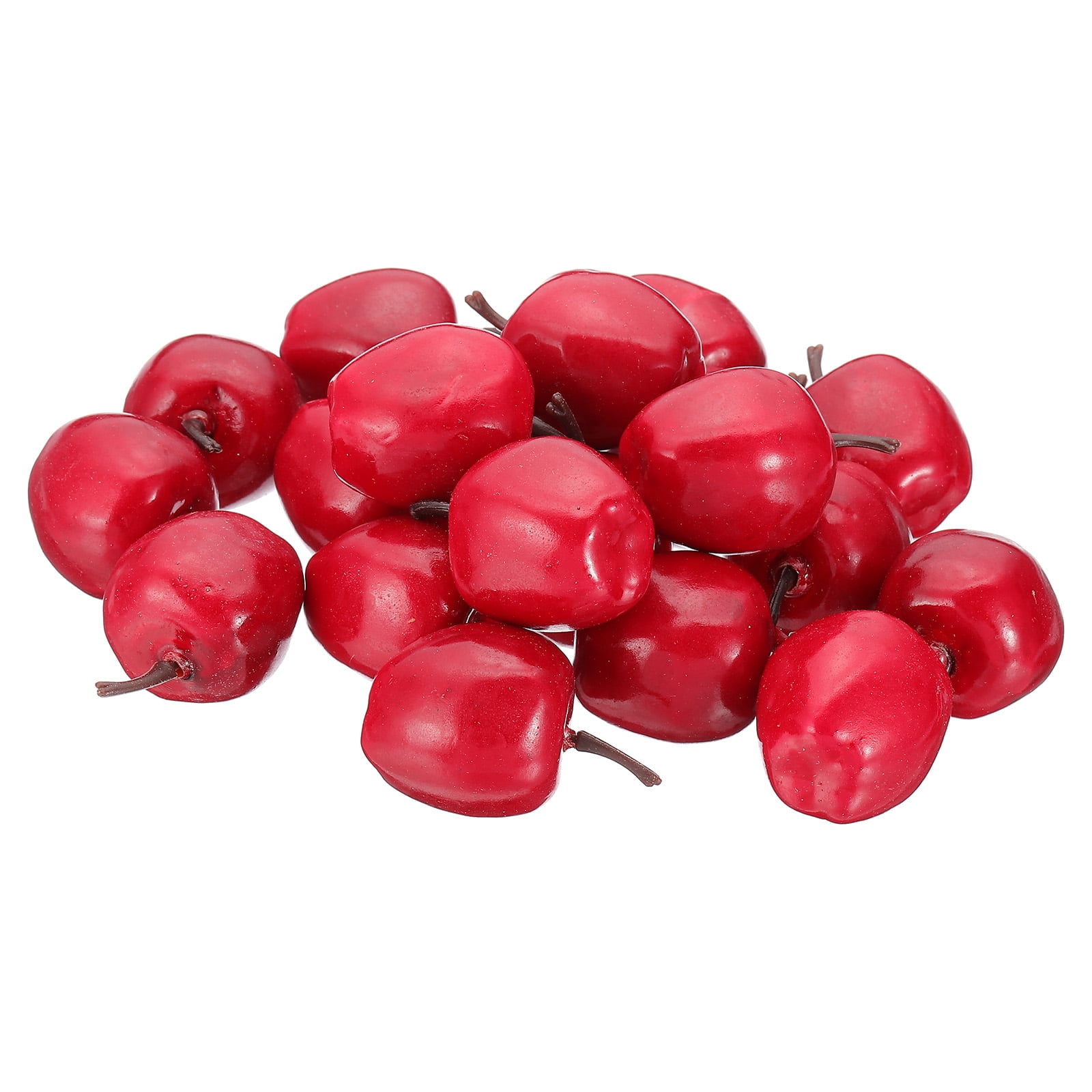 Uxcell 20 Pcs Artificial Mini Apple, Foam Lifelike Fake Fruit Model Small Dark Red Apple ...