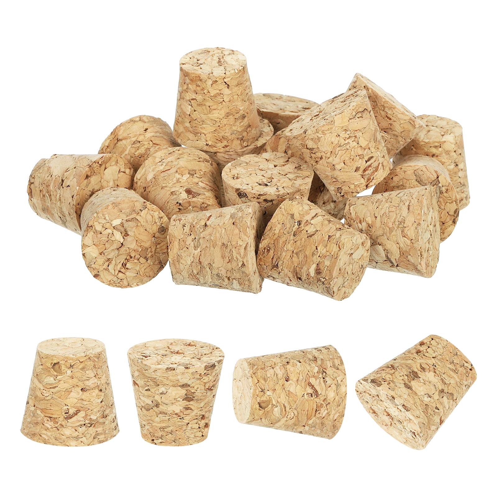 Uxcell 20 Pcs Cork for Bottles Stoppers Cork Plugs, 0.85x0.67x0.79 Inch ...