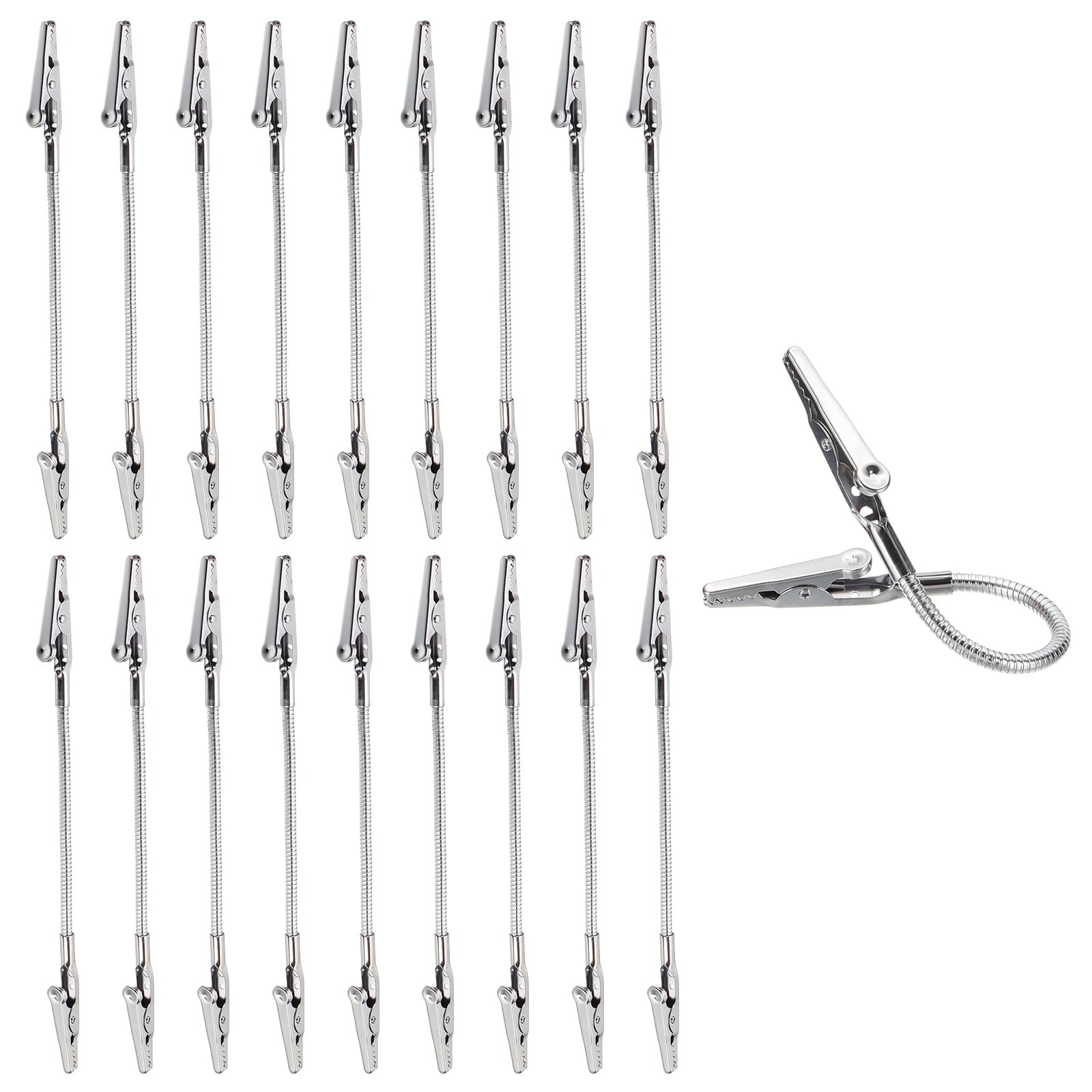 Uxcell 20 Pcs Double Head Alligator Clip, Flexible Metal Long Hose ...