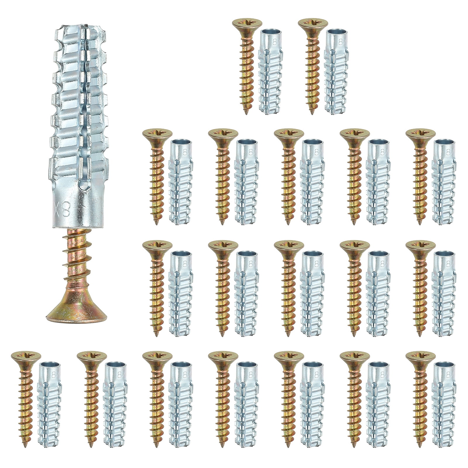 Uxcell 20 Pcs Drywall Hollow Wall Anchors with Screws, 0.24 x 1.5'' Heavy Duty Steel Wall ...