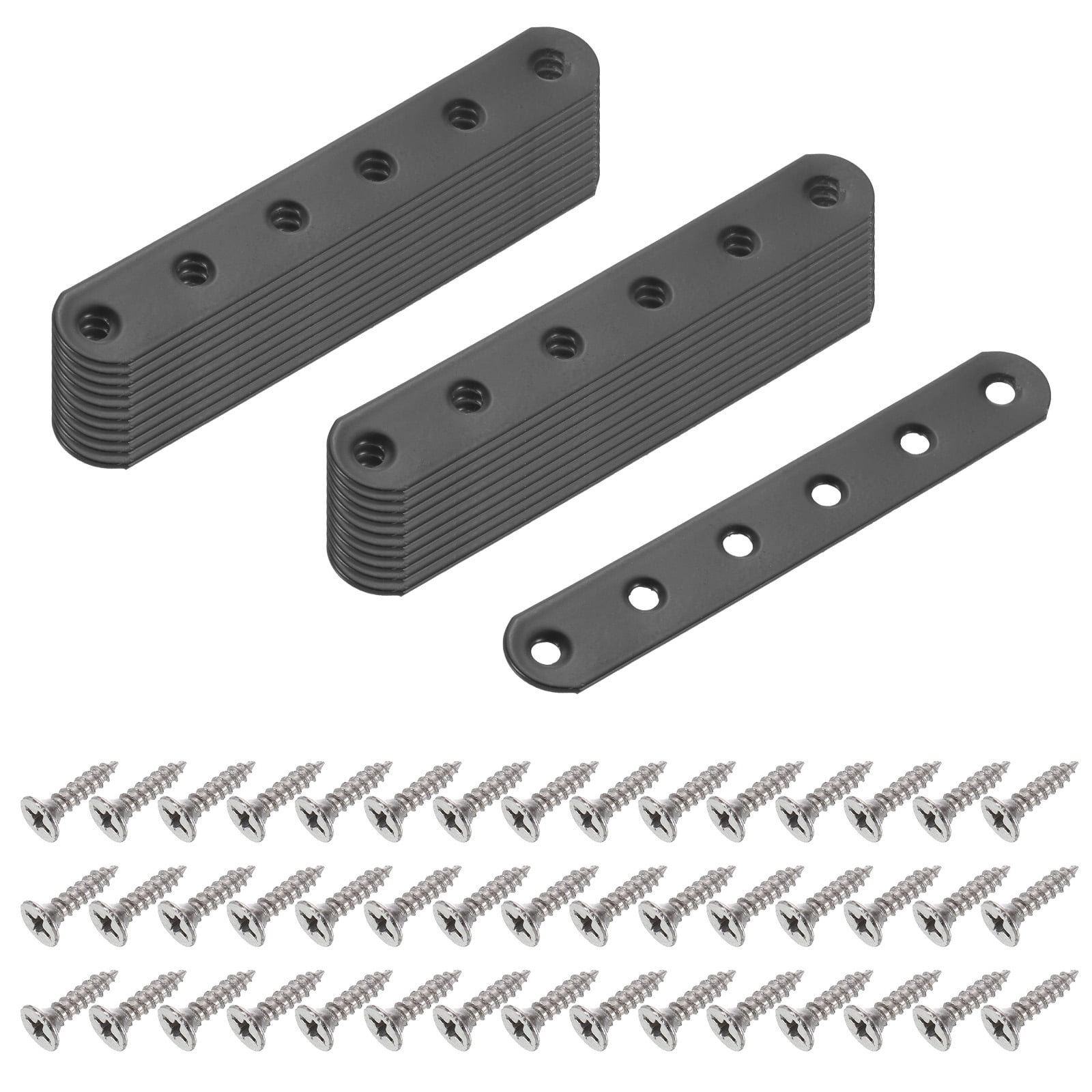 Uxcell 20 Pcs Flat Straight Brackets, 115mm x 5mm Iron Brace Plate with ...