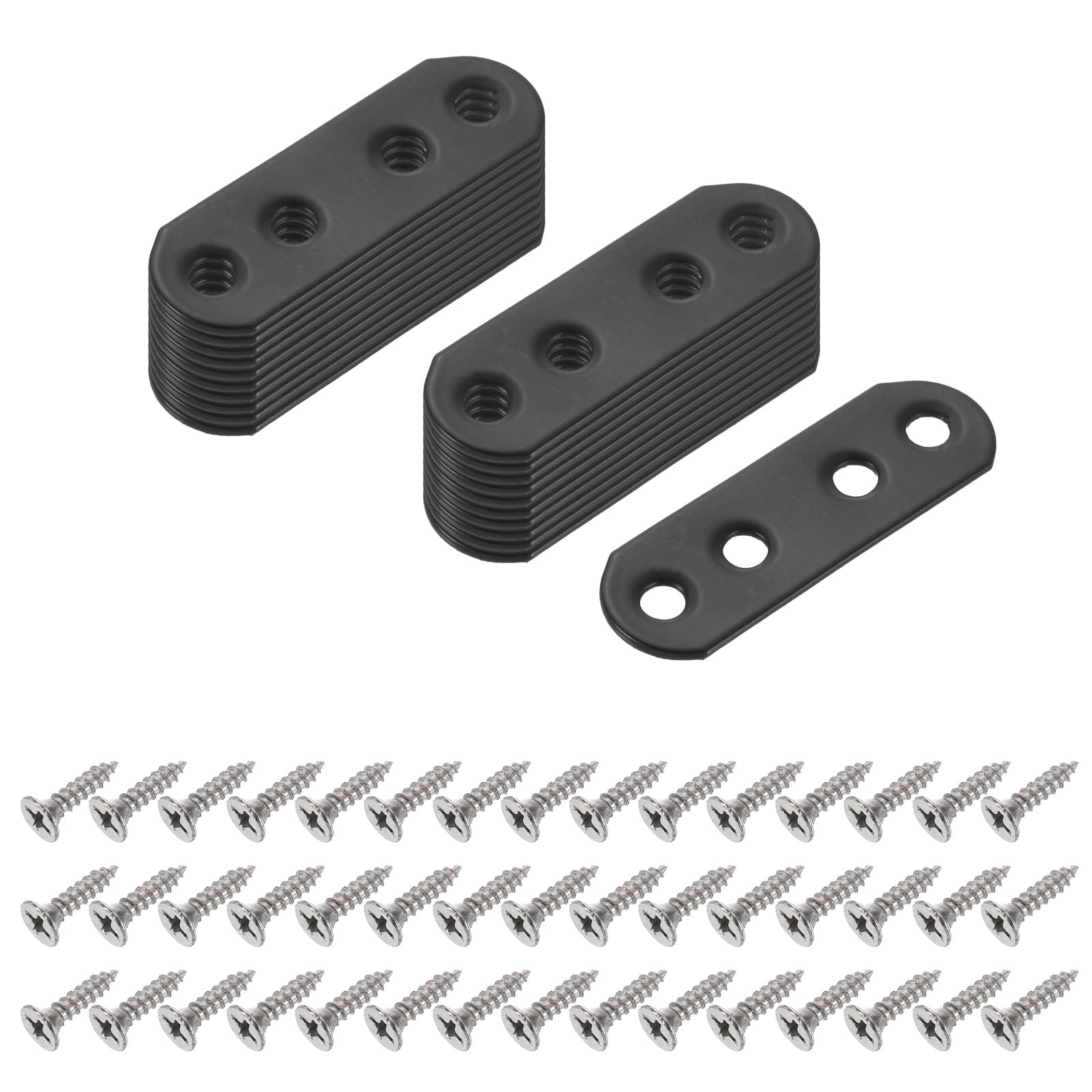 Uxcell 20 Pcs Flat Straight Brackets, 55mm x 5mm Iron Brace Plate with ...