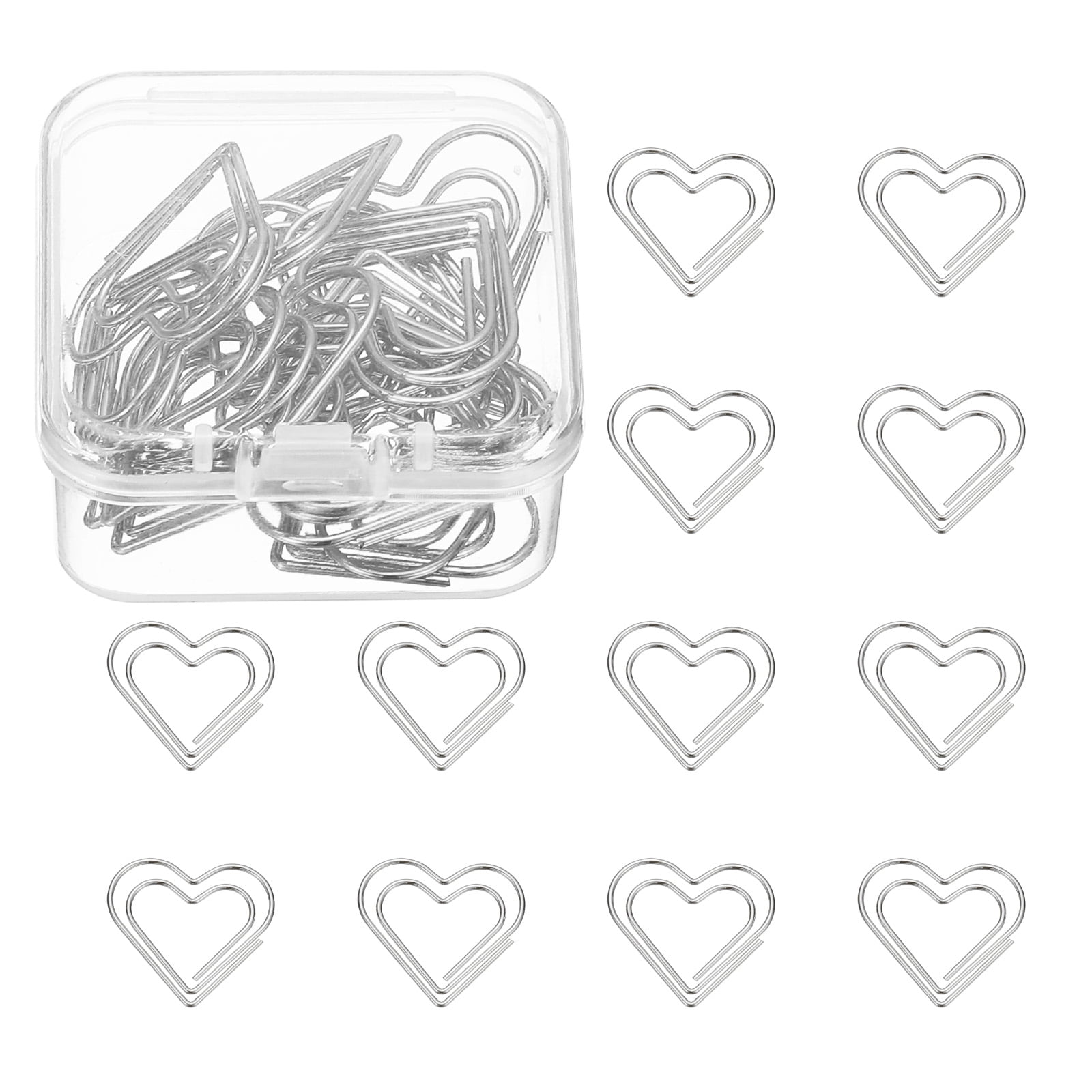 Uxcell 20 Pcs Heart Shape Paper Clip, Metal Cute Small Paper Clamp ...