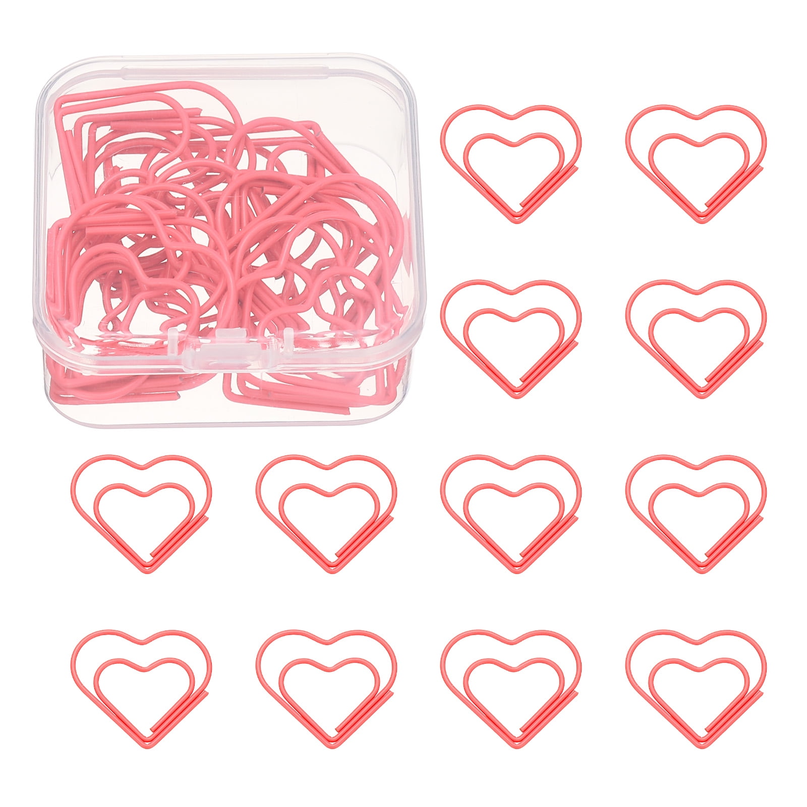 Uxcell 20 Pcs Heart Shape Paper Clip, Metal Cute Small Paper Clamp ...