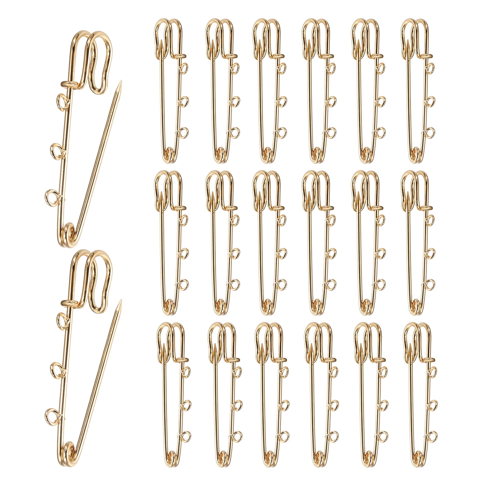 Uxcell 20 Pcs Large Safety Pins 2 Inch Alloy Safety Pins with 3 Loop ...