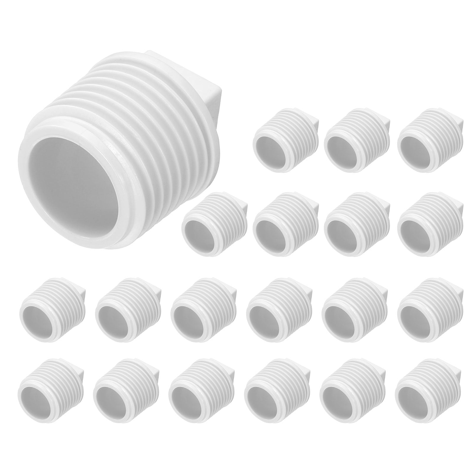 Uxcell 20 Pcs PVC Pipe Male Thread Plug 1/2" Threaded NPT Plugs for ...