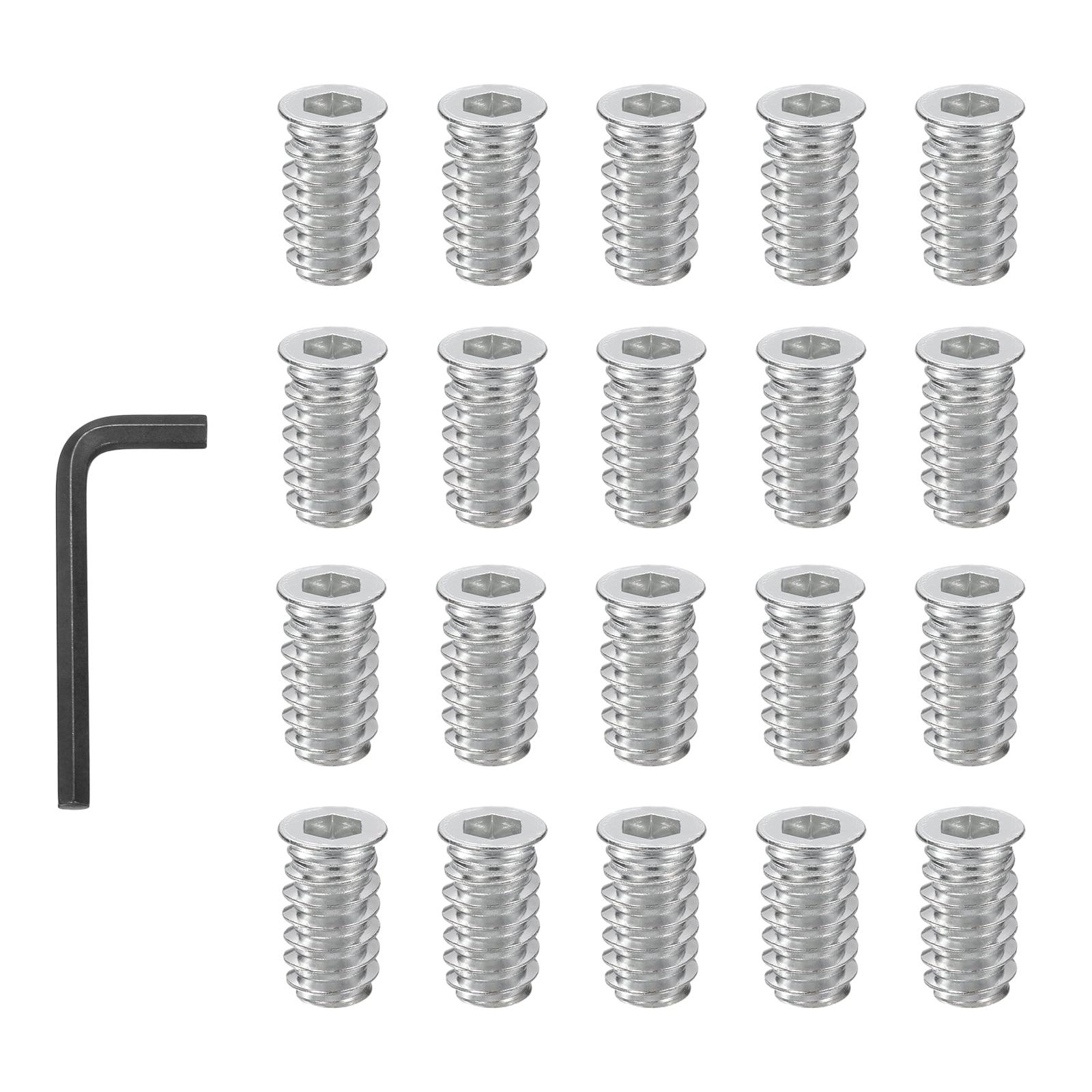 Uxcell 20 Pcs Threaded Inserts Nuts, M6x15mm Hex Socket Drive Threaded ...
