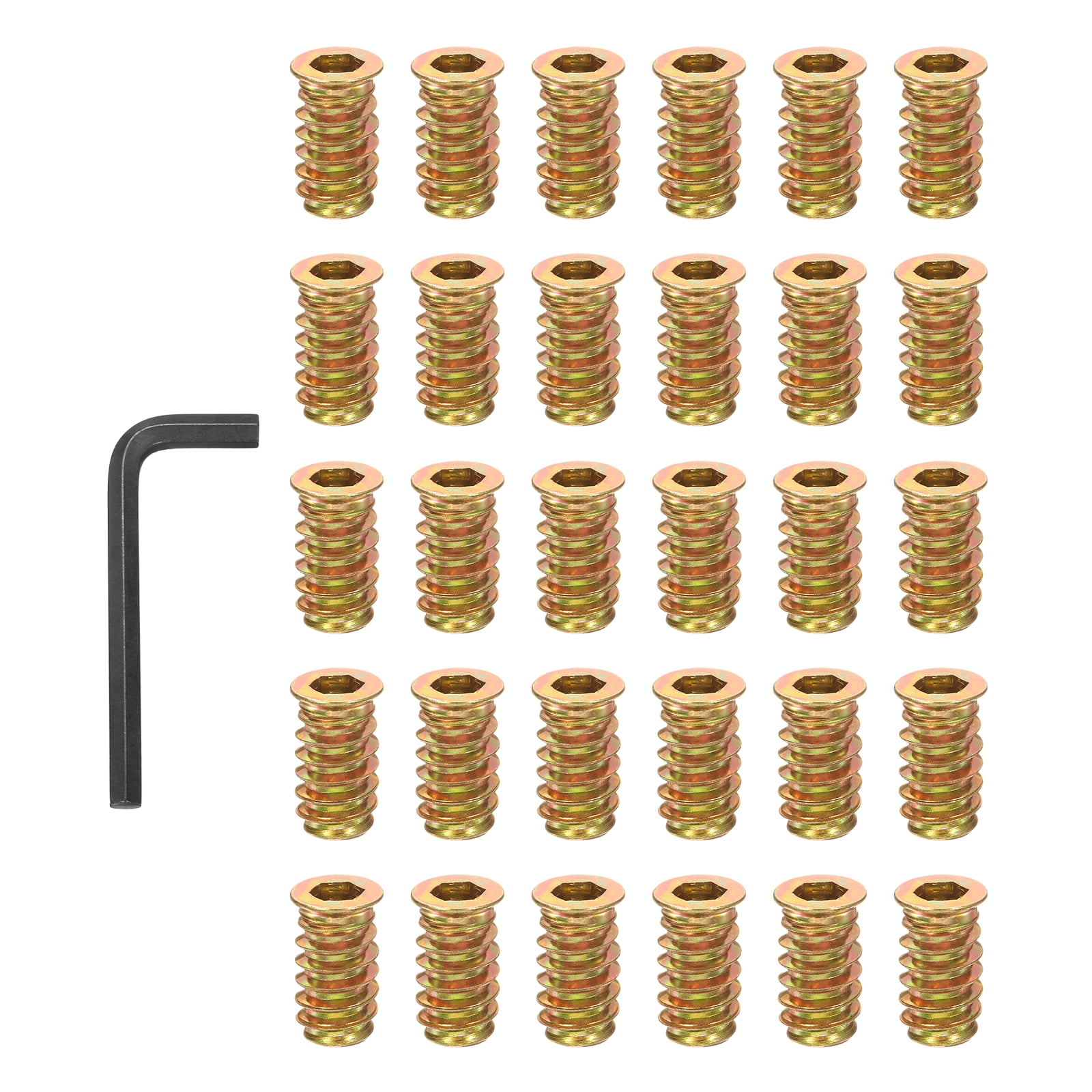 Uxcell 20 Pcs Threaded Inserts Nuts, M6x15mm Hex Socket Drive Threaded ...