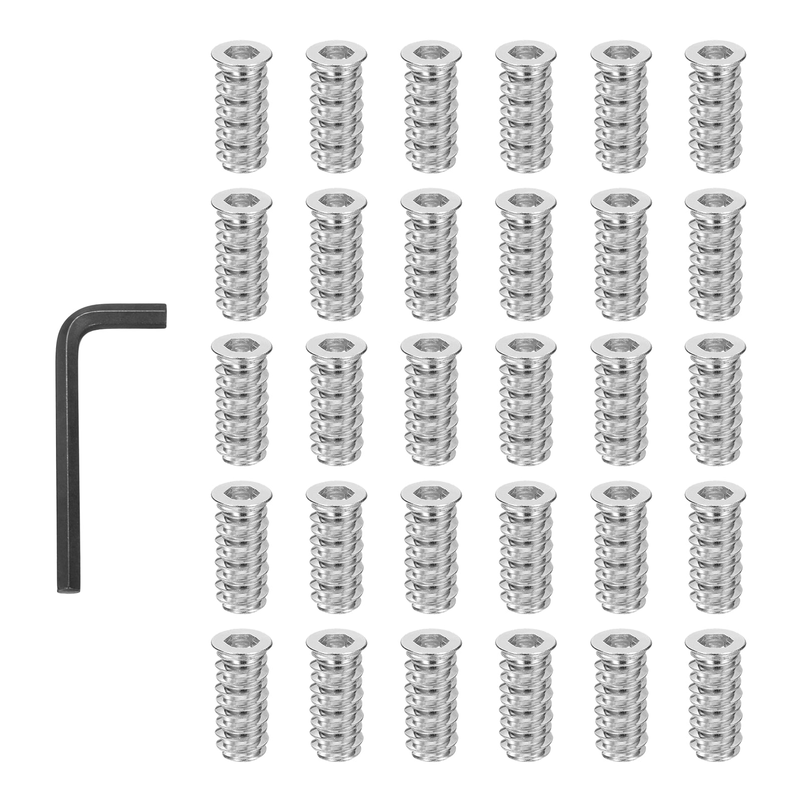 Uxcell 20 Pcs Threaded Inserts Nuts, M6x15mm Hex Socket Drive Threaded ...