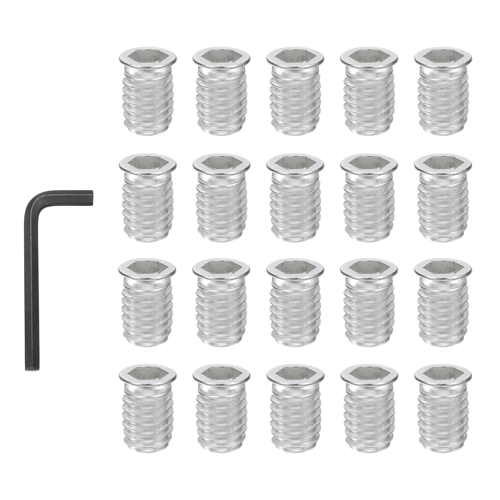 Uxcell 20 Pcs Threaded Inserts Nuts, M6x15mm Hex Socket Drive Threaded ...