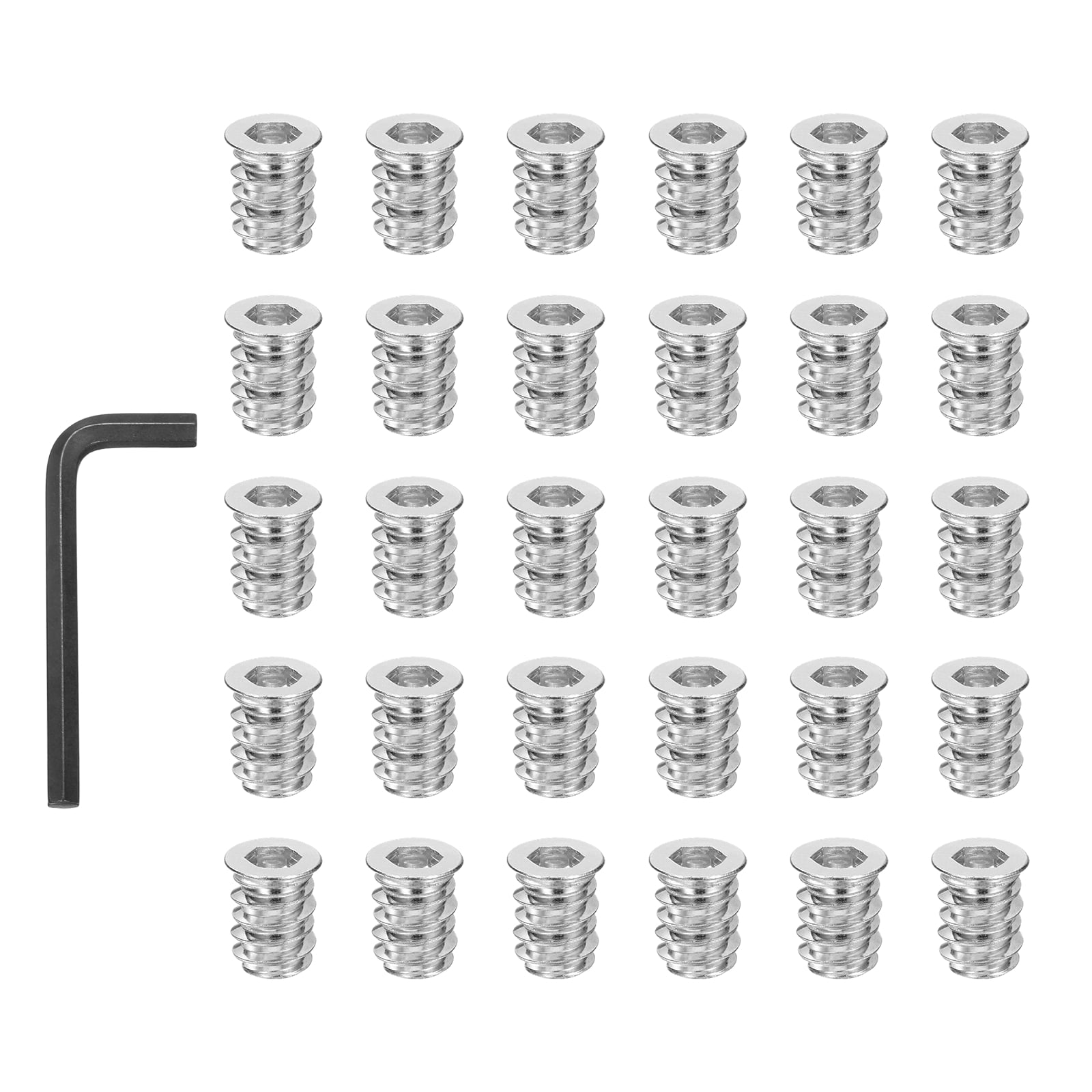 Uxcell 20 Pcs Threaded Inserts Nuts, M6x15mm Hex Socket Drive Threaded ...