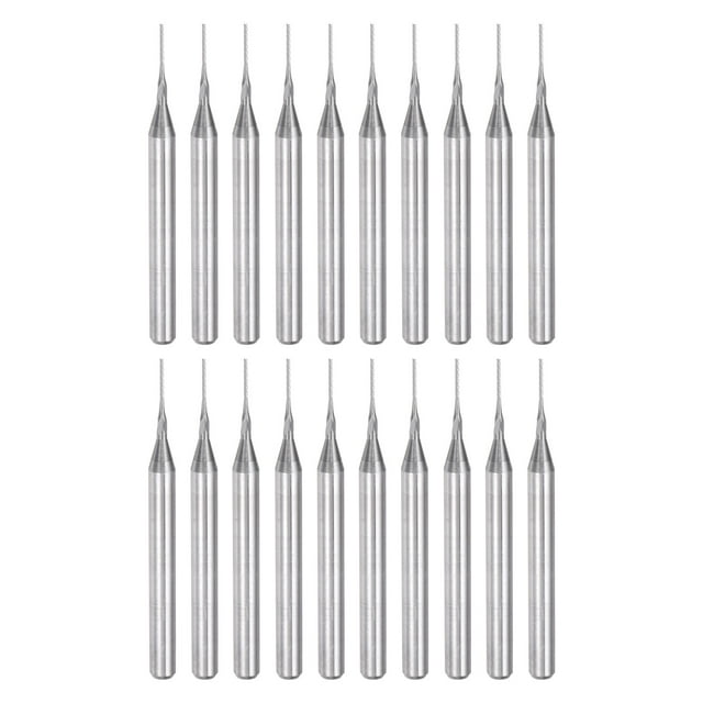 Uxcell 20 Pieces End Mill Bits 0.5mm Solid Carbide CNC Router Bit ...