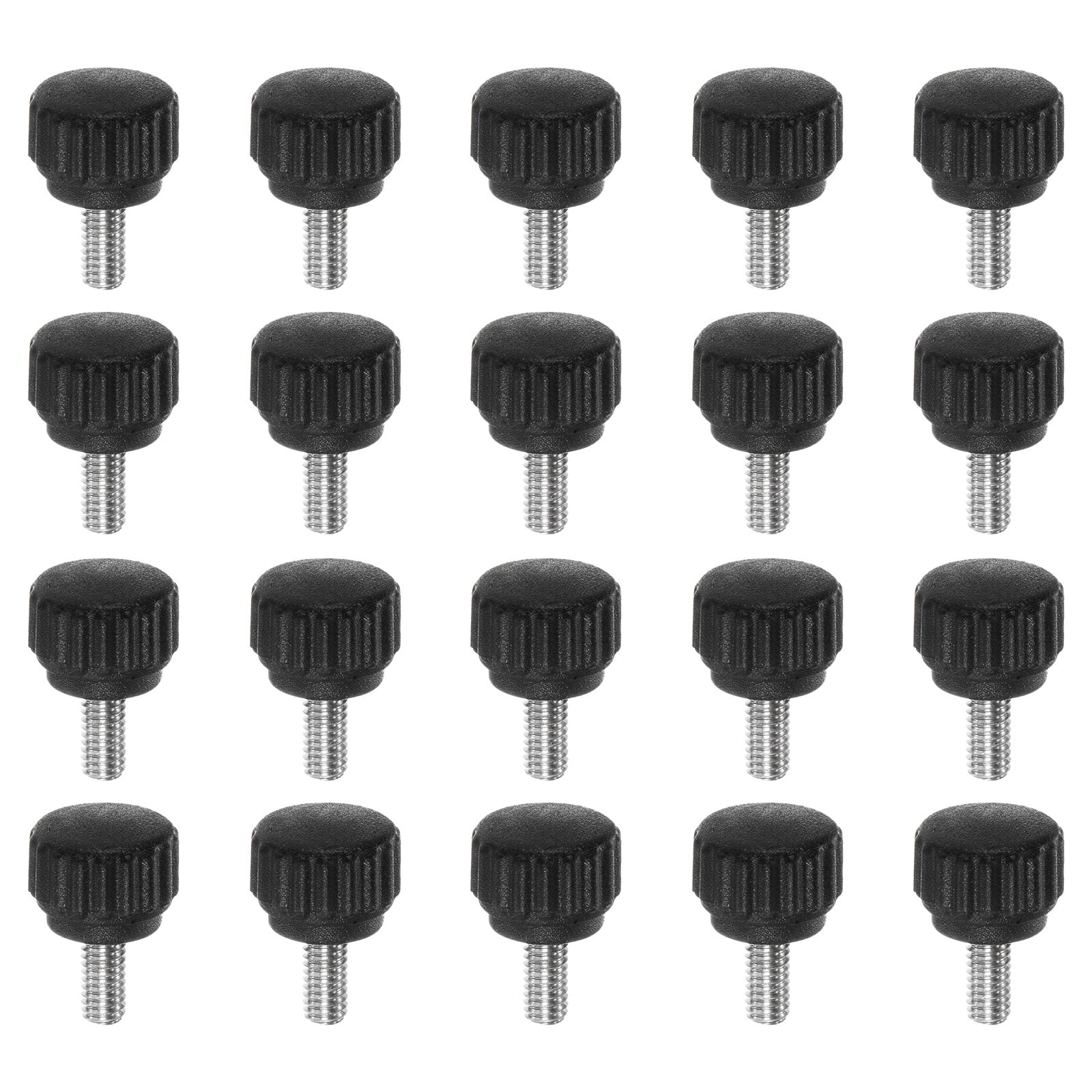 Uxcell 20 Pieces Knurled Clamping Knobs M4 x 8mm Metric Thread 304 Stainless Steel 13mm Matte ...
