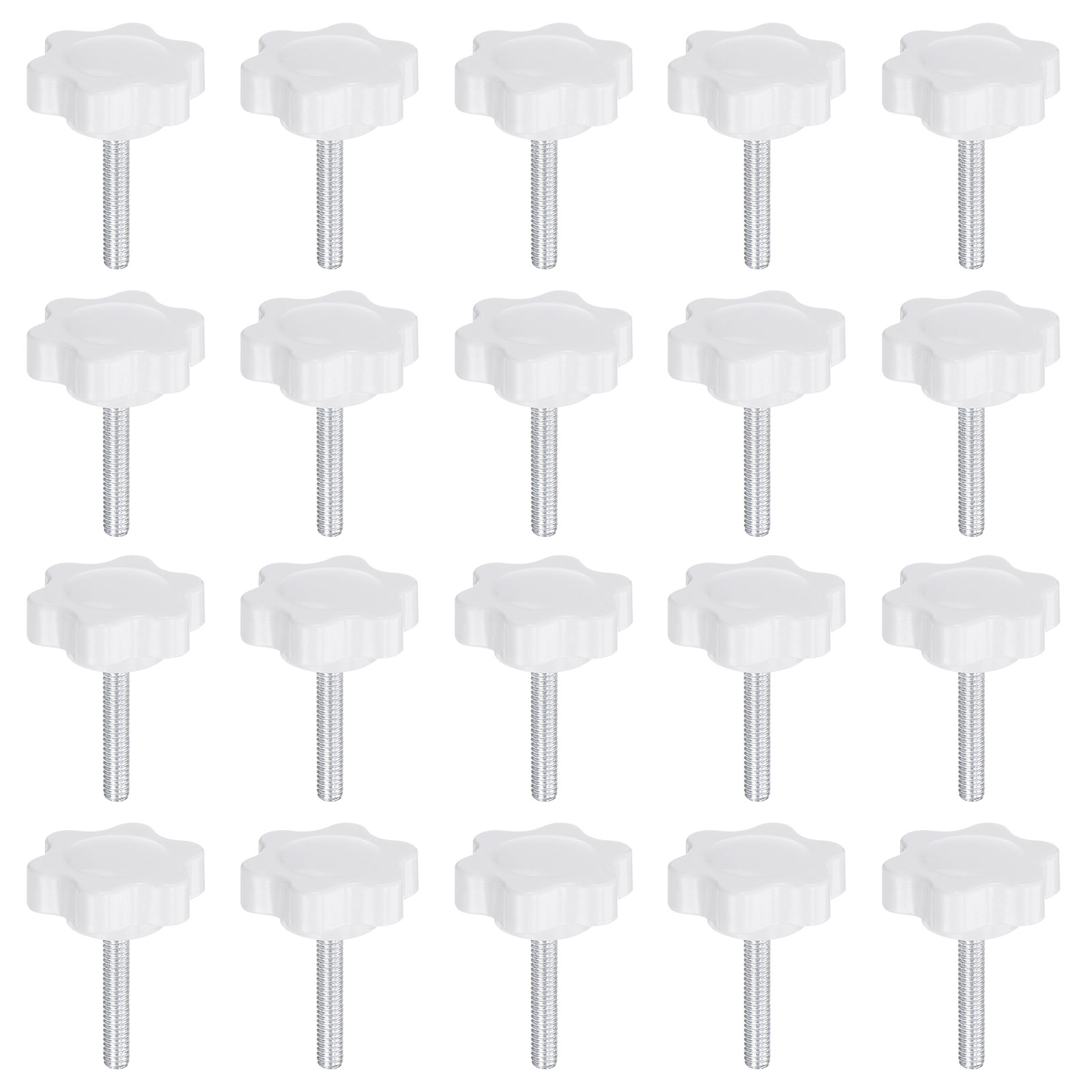 Uxcell 20 Pieces Star Knobs M4 x 20mm Thread 25mm 6-Point Head Stud Knob Hand Clamping Screw ...