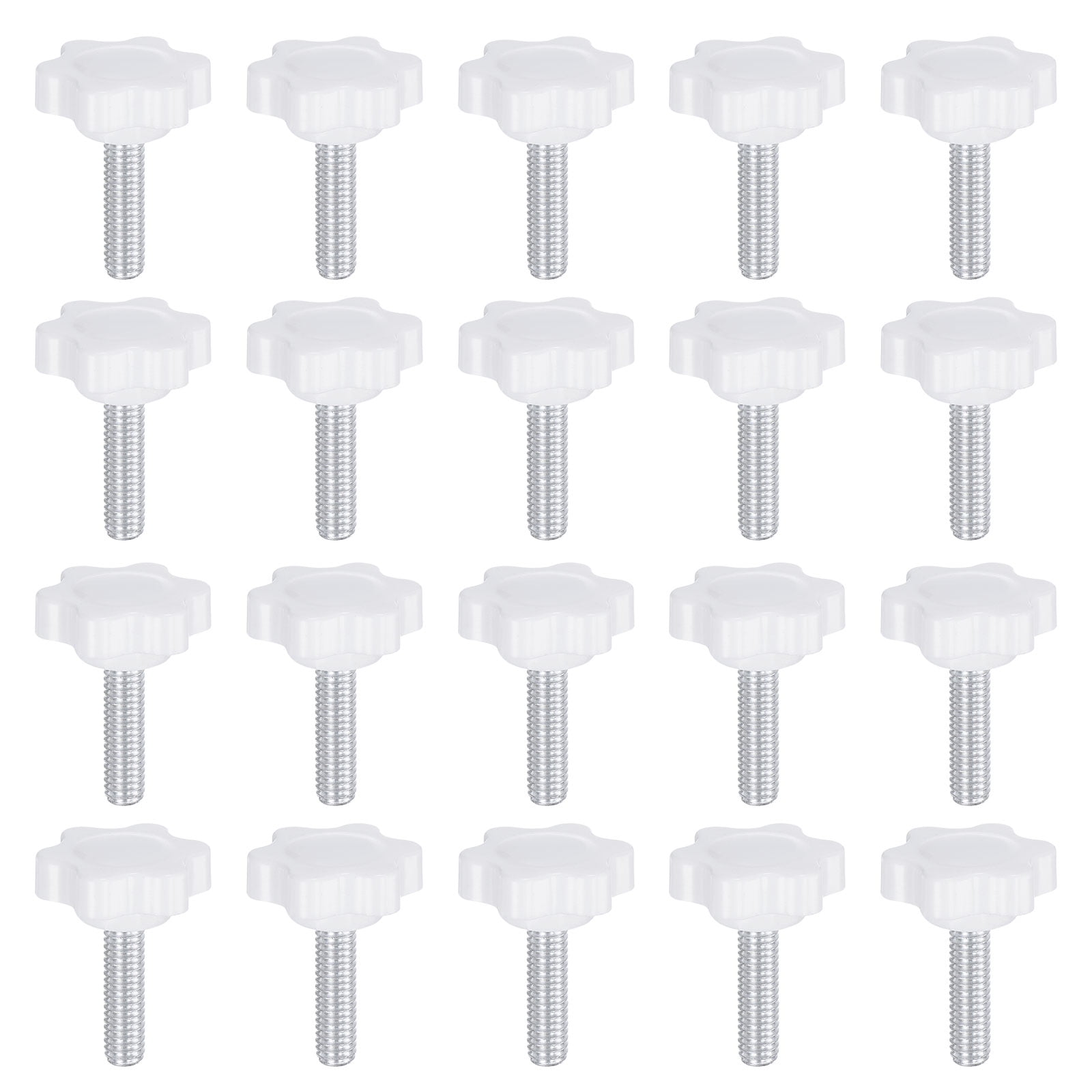 Uxcell 20 Pieces Star Knobs M6 x 20mm Thread 25mm 6-Point Head Stud Knob Hand Clamping Screw ...