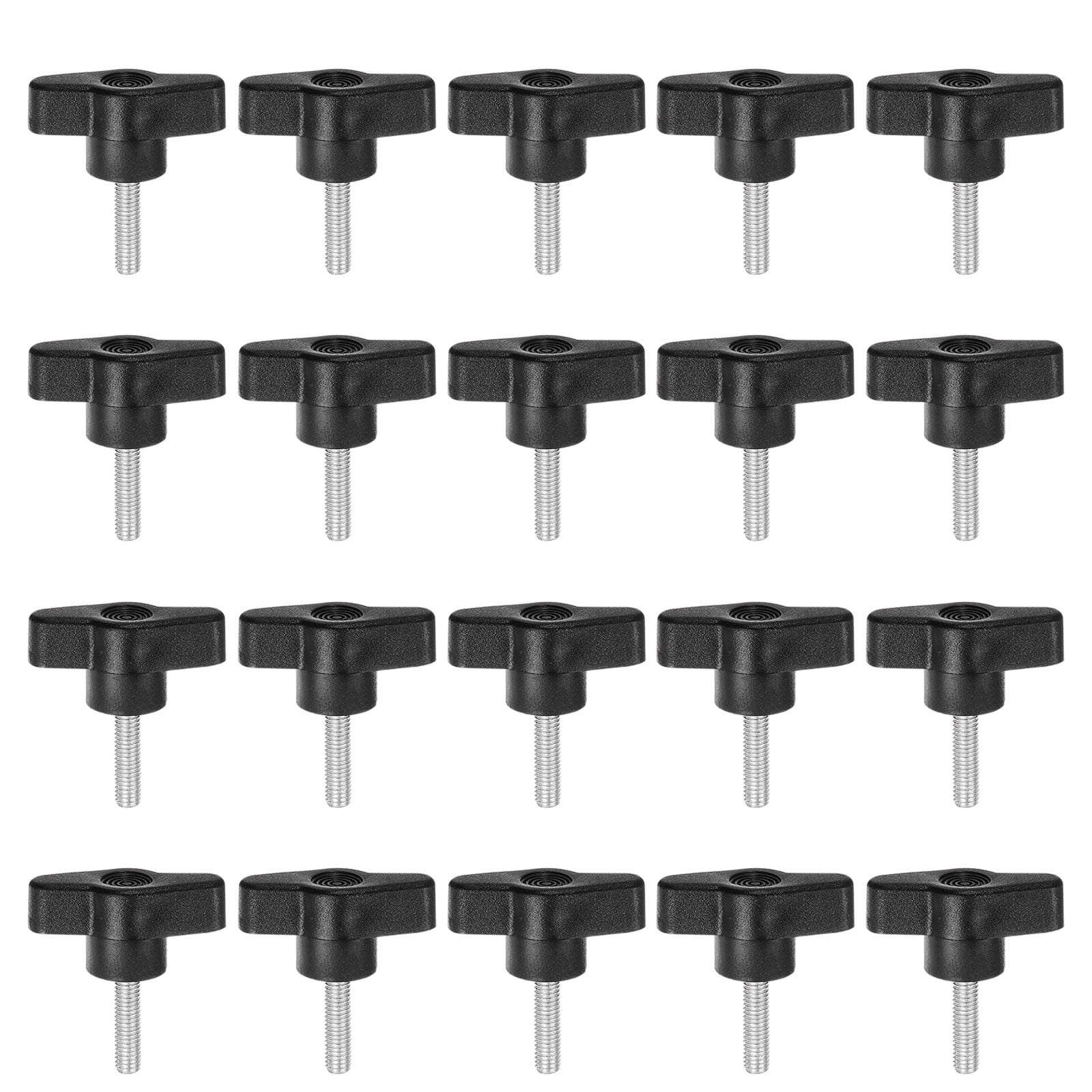 Uxcell 20 Pieces Wing Knobs M5 x 20mm Tee Stud Knob Thumb Screw Hand Clamping Handle Black ...