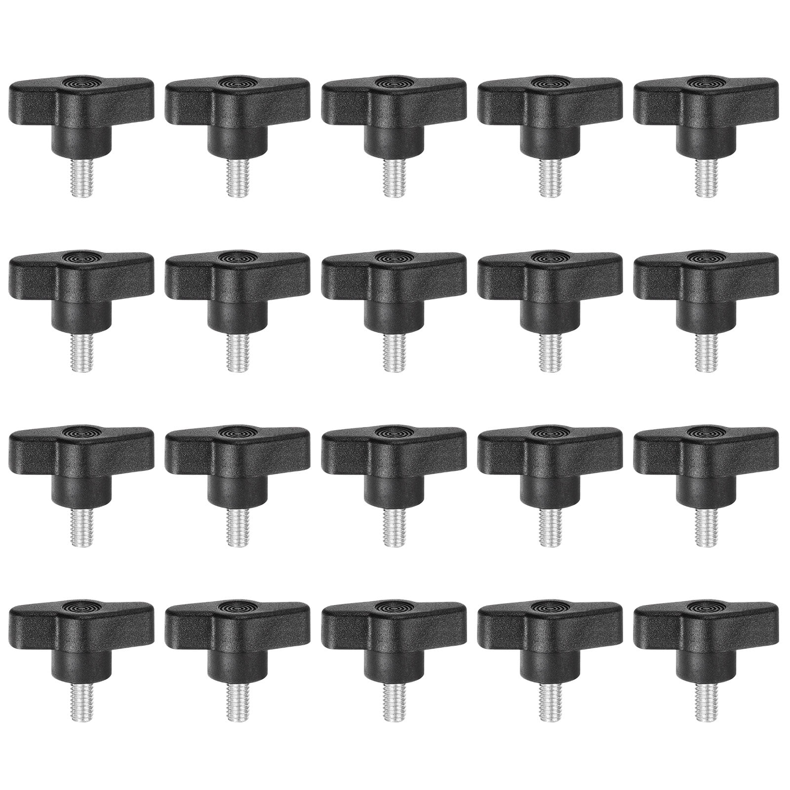Uxcell 20 Pieces Wing Knobs M6 x 14mm Tee Stud Knob Thumb Screw Hand Clamping Handle Black ...