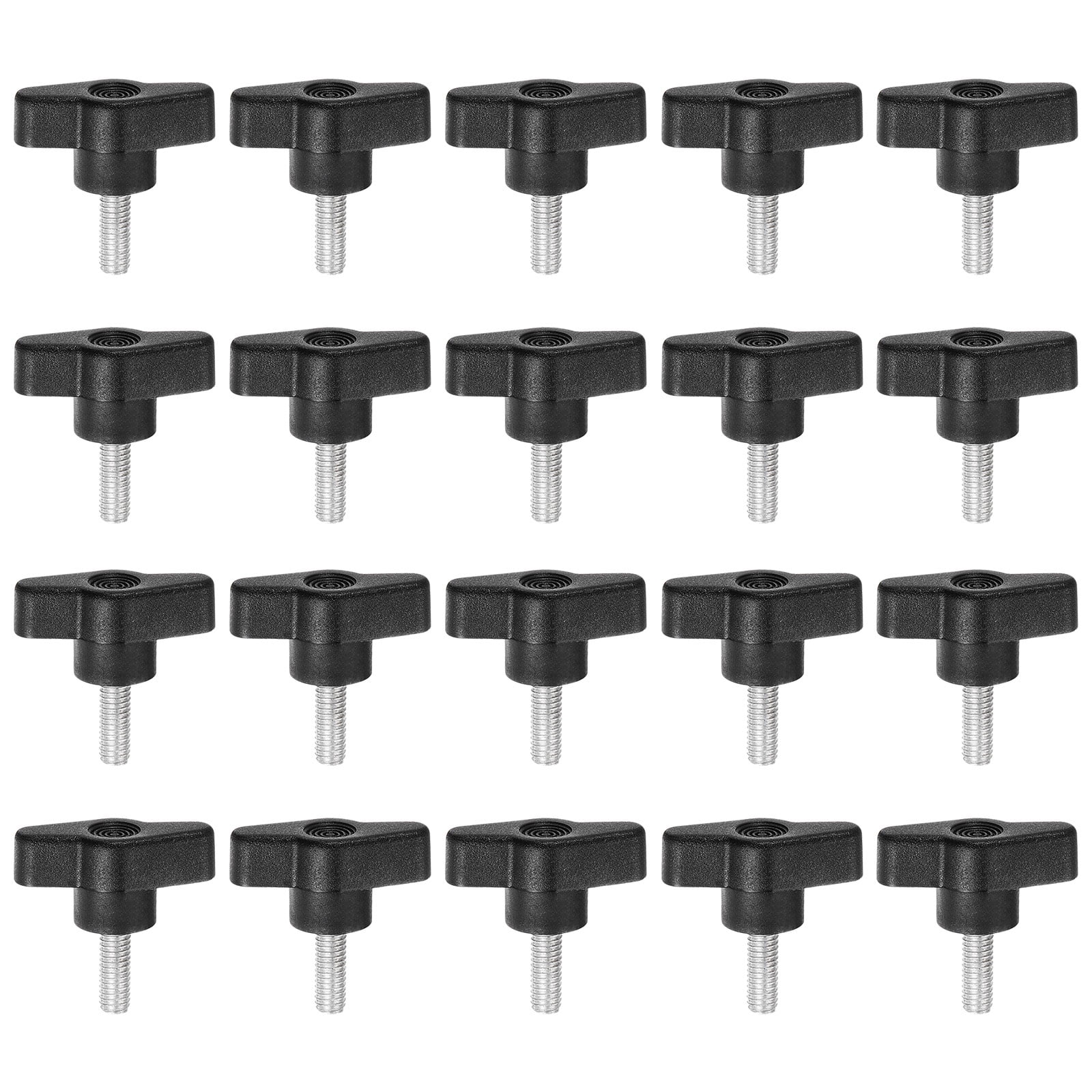 Uxcell 20 Pieces Wing Knobs M6 x 16mm Tee Stud Knob Thumb Screw Hand Clamping Handle Black ...
